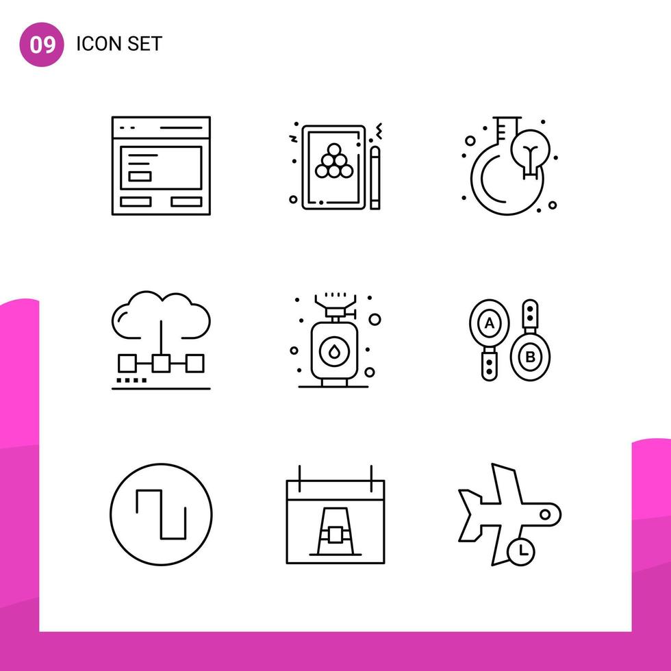 Outline Icon set Pack of 9 Line Icons isolated on White Background for responsive Website Design ...