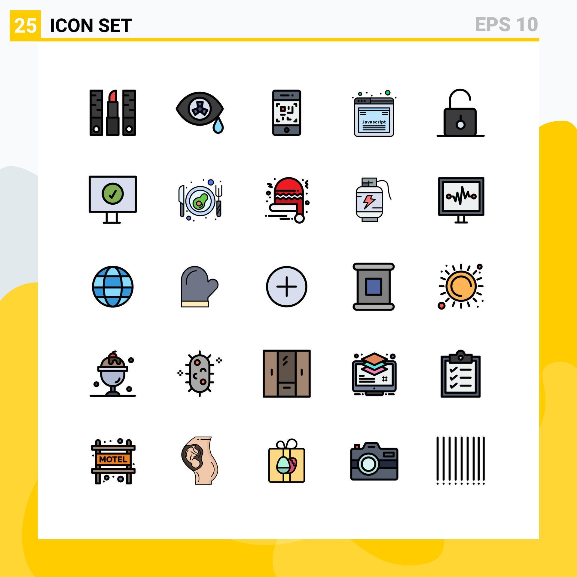 25 Thematic Vector Filled line Flat Colors and Editable Symbols of ...