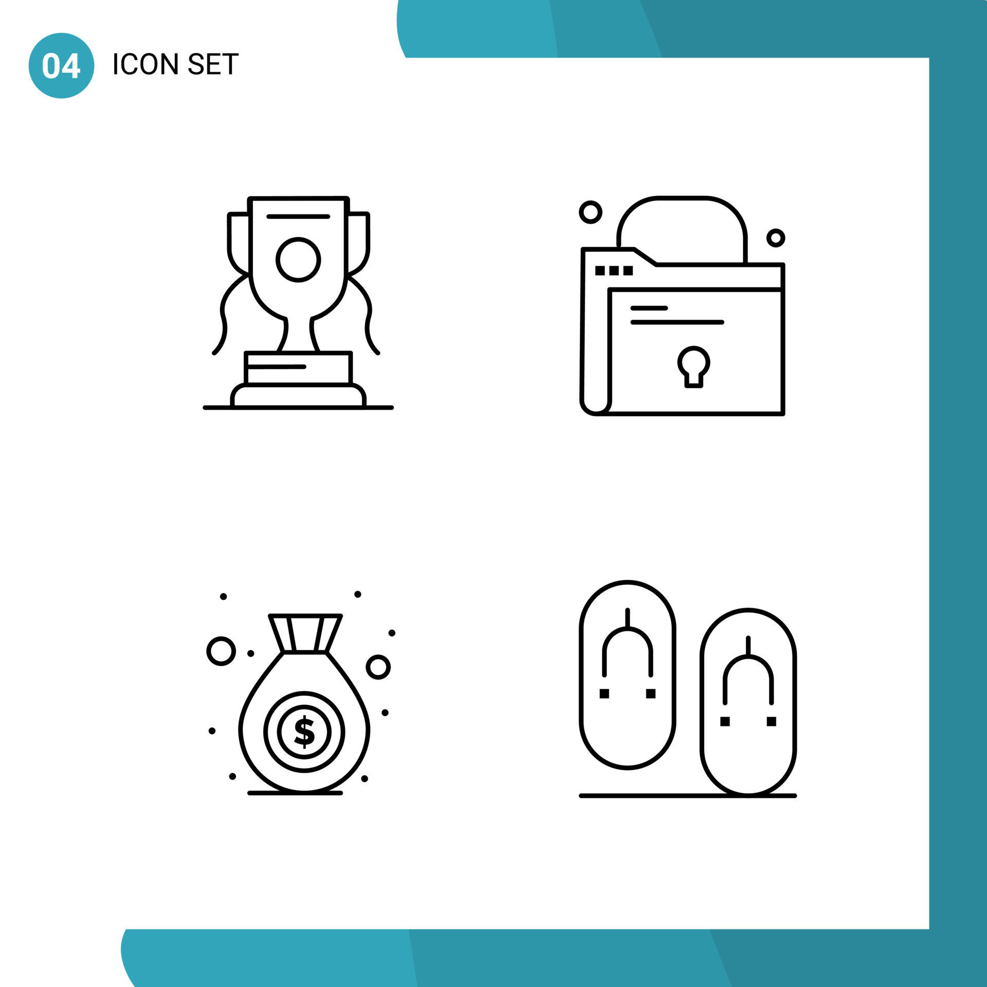 Vector Pack Of 4 Outline Symbols Line Style Icon Set On White