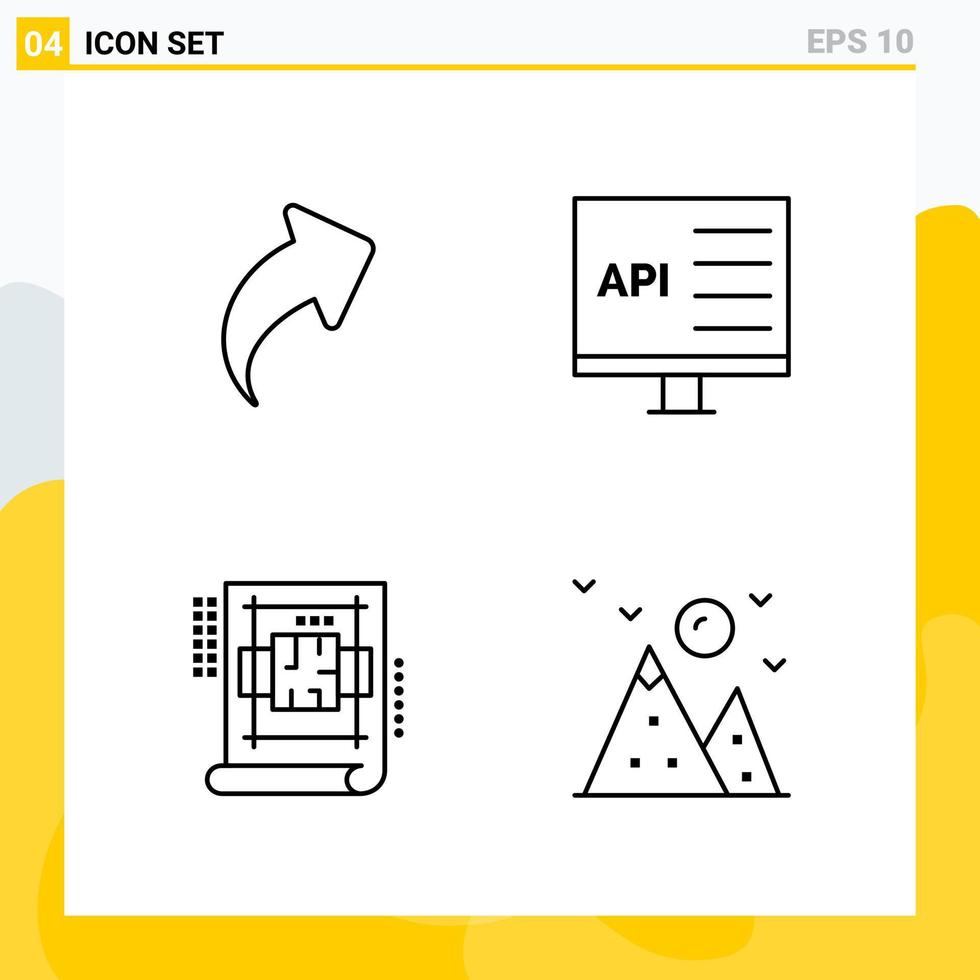 Collection of 4 Universal Line Icons Icon Set for Web and Mobile ...