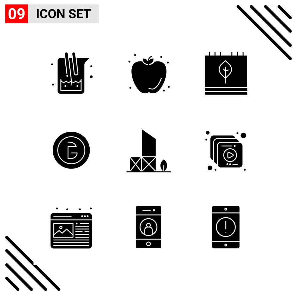 Pixle Perfect Set of 9 Solid Icons Glyph Icon Set for Webite Designing and Mobile Applications ...