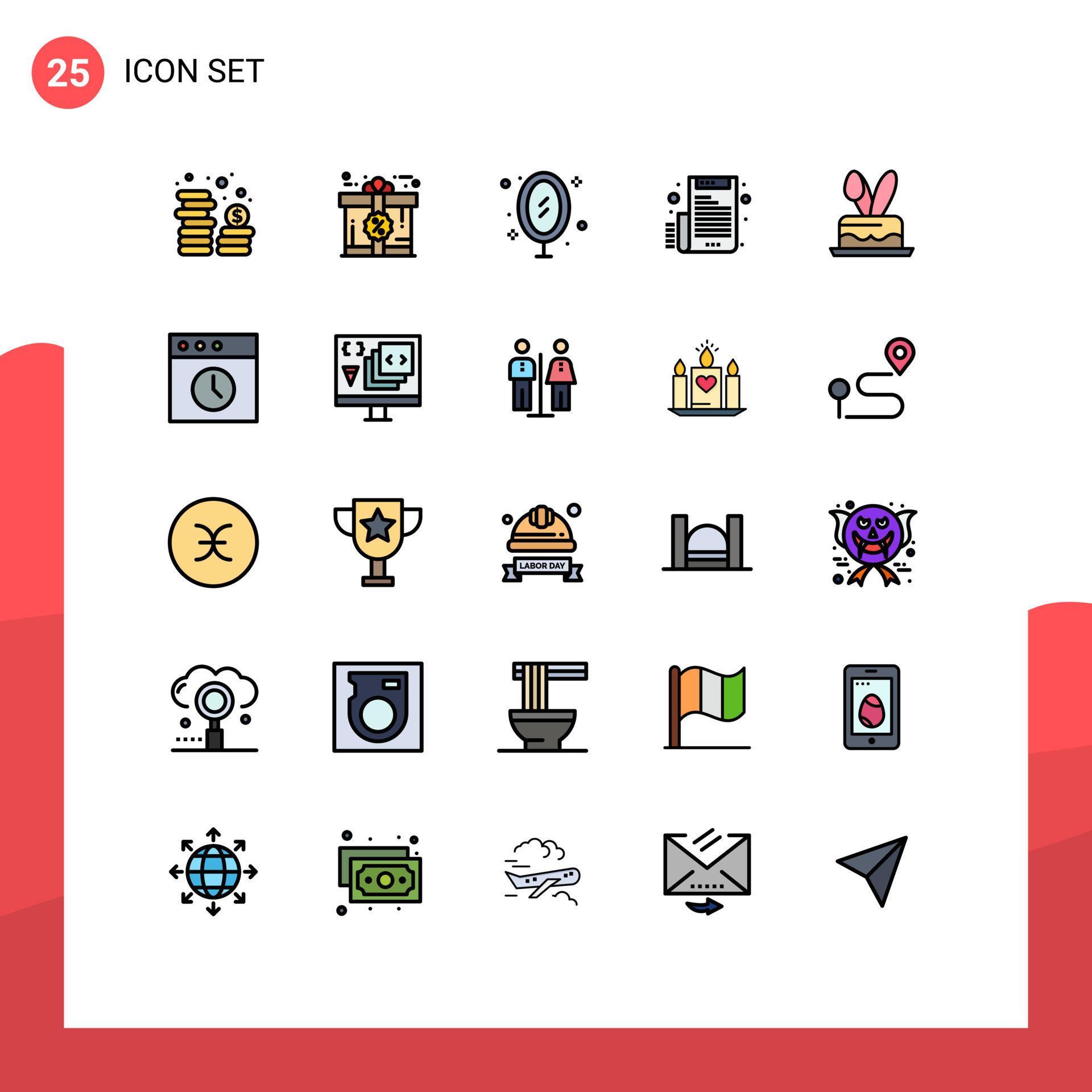 25 Thematic Vector Filled Line Flat Colors And Editable Symbols Of Cack File Furniture Email