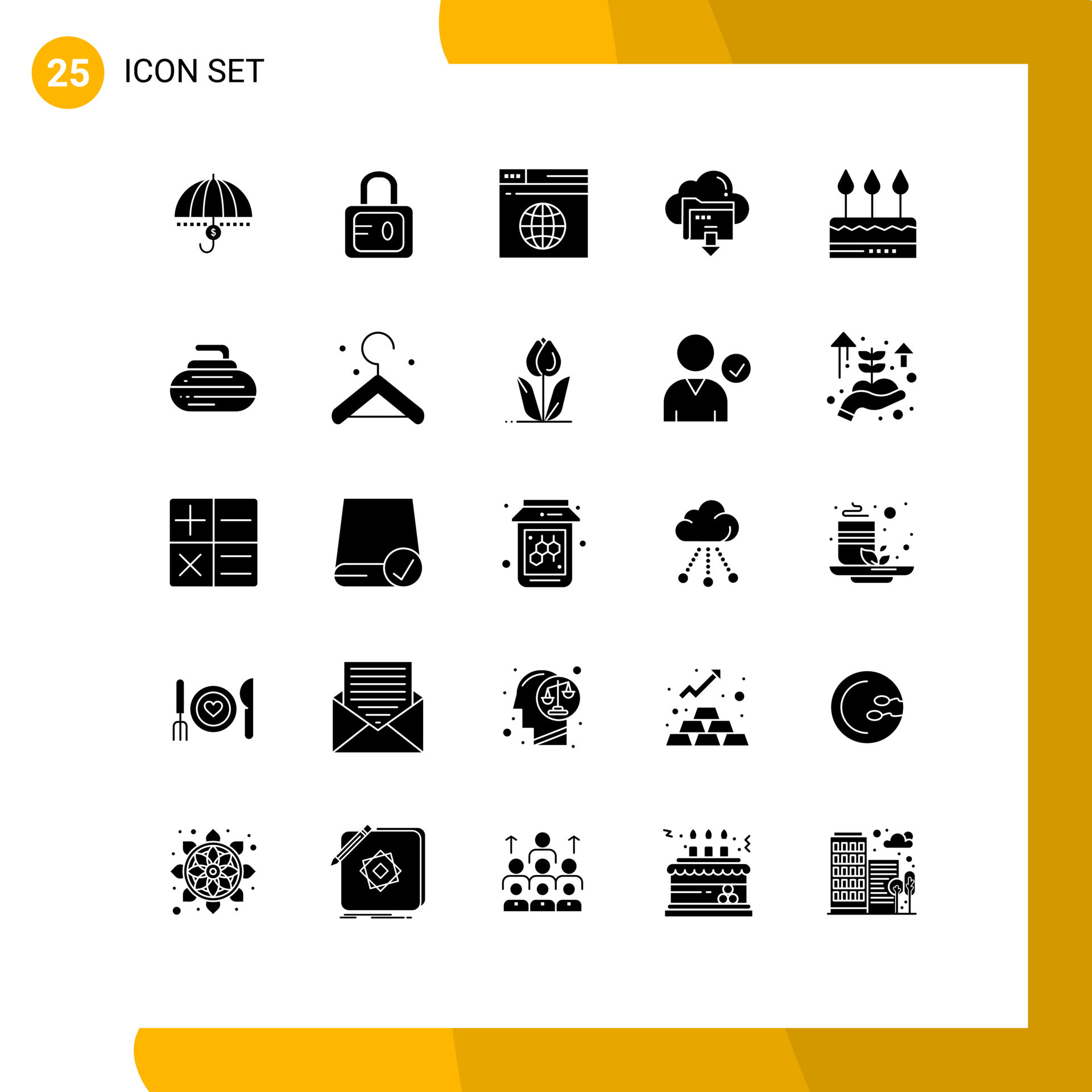 25 User Interface Solid Glyph Pack of modern Signs and Symbols of down ...