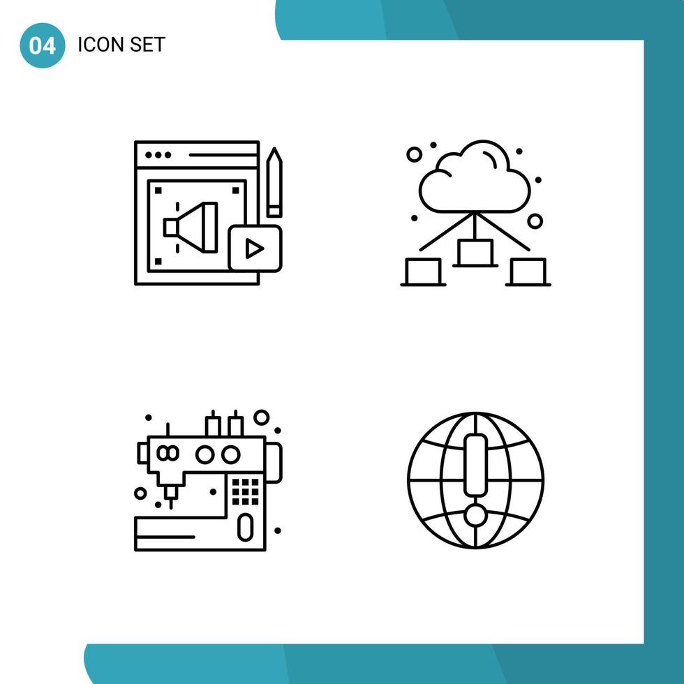 Vector Pack of 4 Outline Symbols Line Style Icon Set on White ...