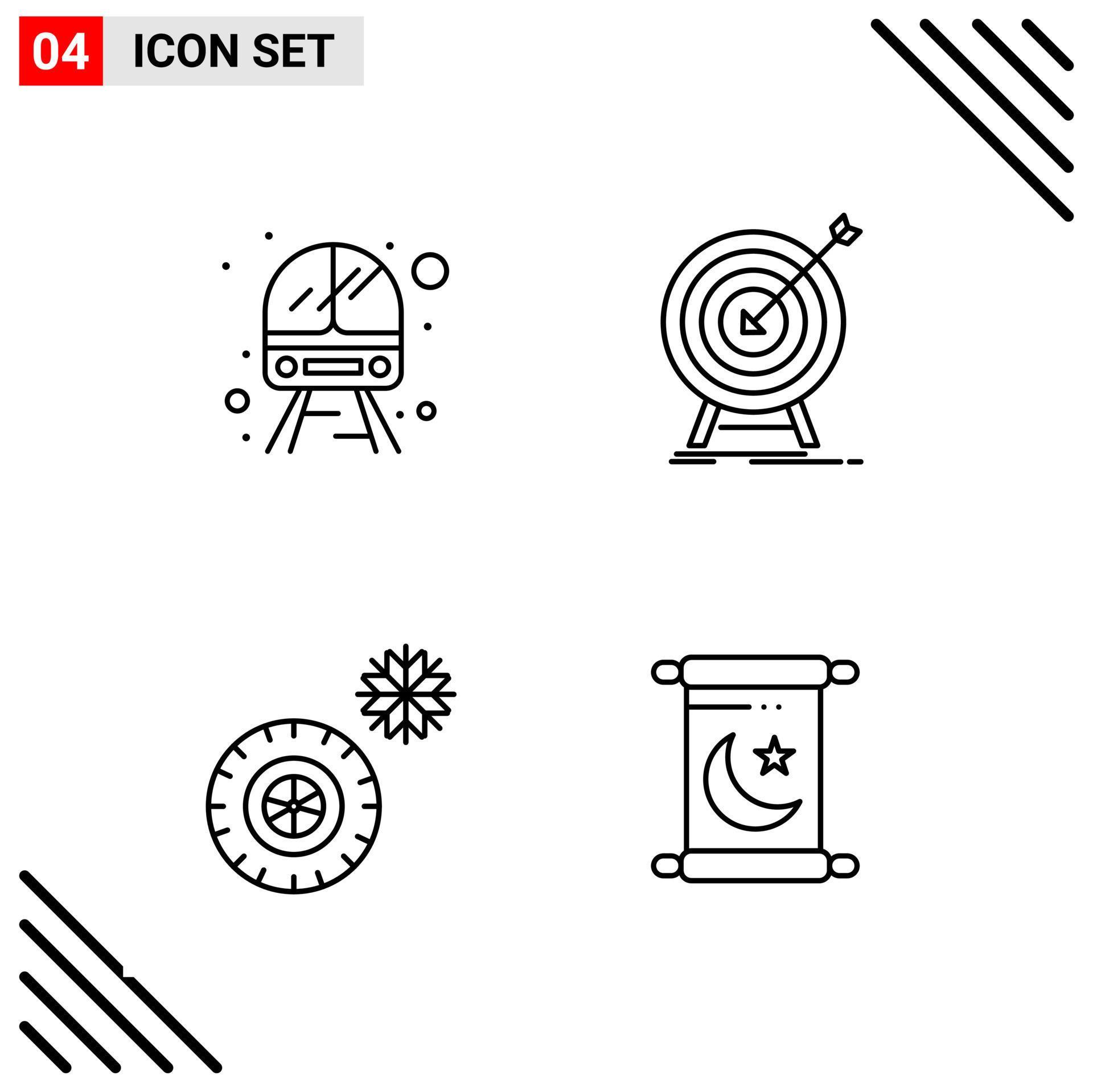 Pixle Perfect Set Of 4 Line Icons Outline Icon Set For Webite Designing And Mobile Applications