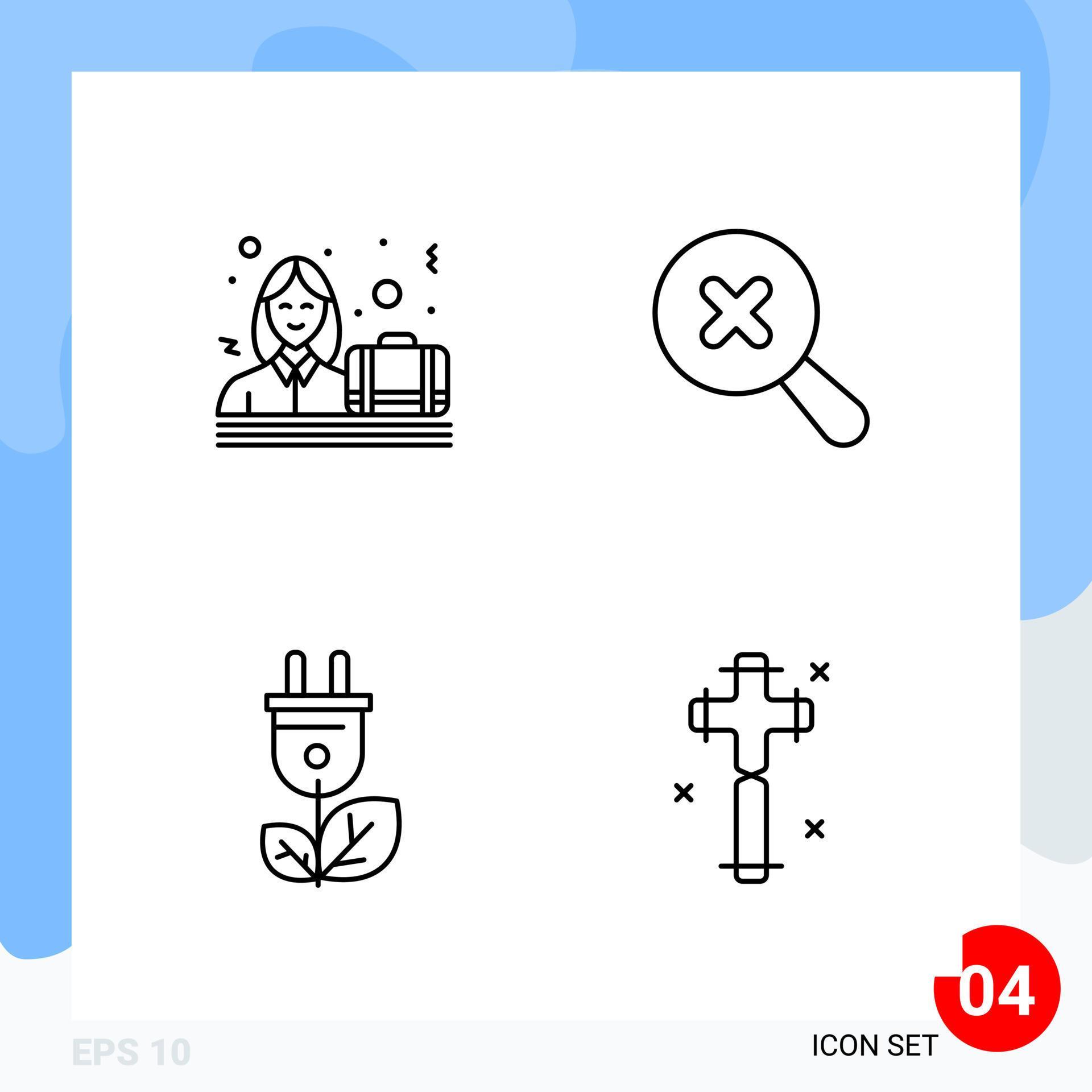 Modern Pack of 4 Icons Line Outline Symbols isolated on White Backgound ...