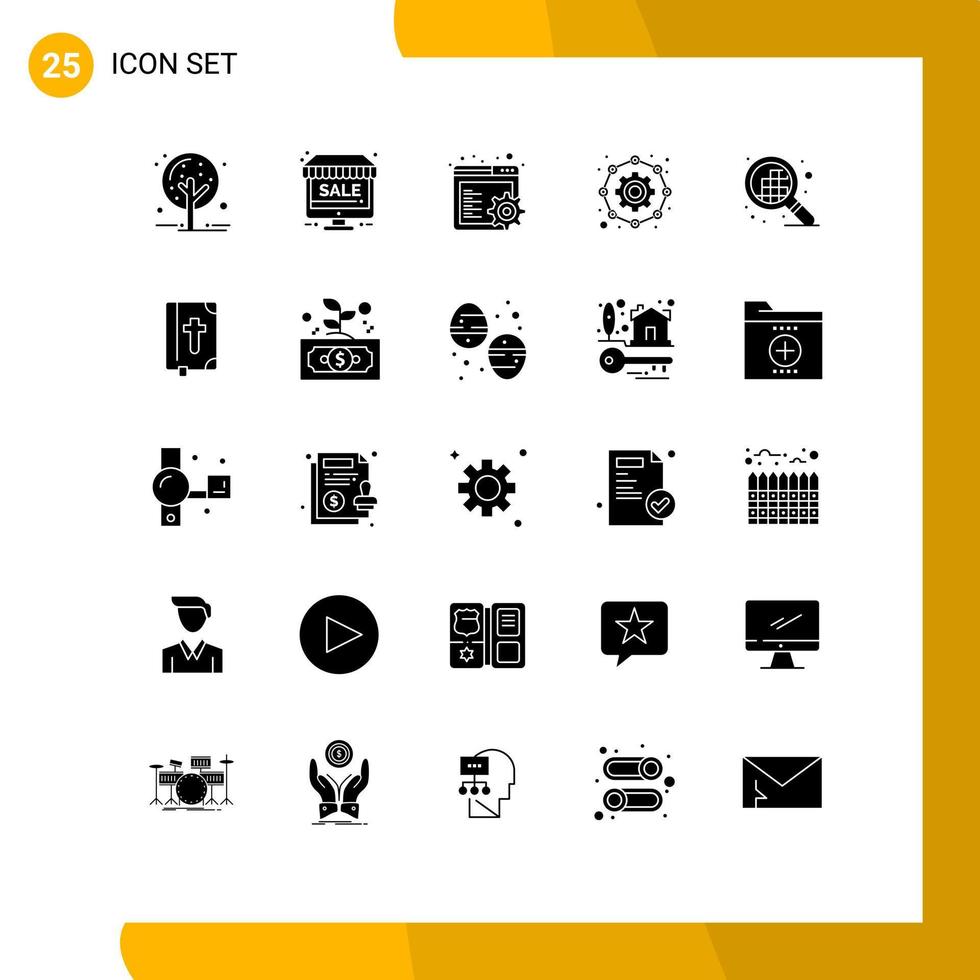 User Interface Pack Of 25 Basic Solid Glyphs Of Pixels Design Browser Working Configuration