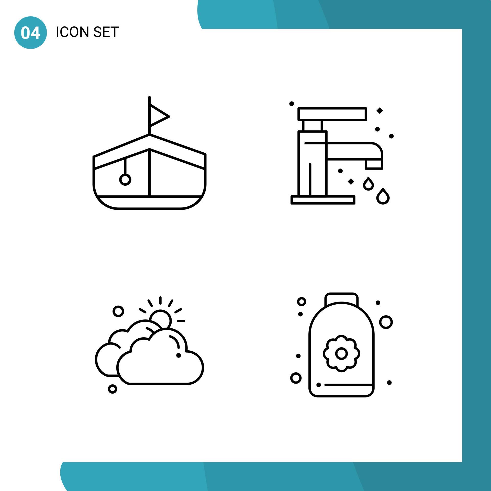 Vector Pack Of 4 Outline Symbols Line Style Icon Set On White