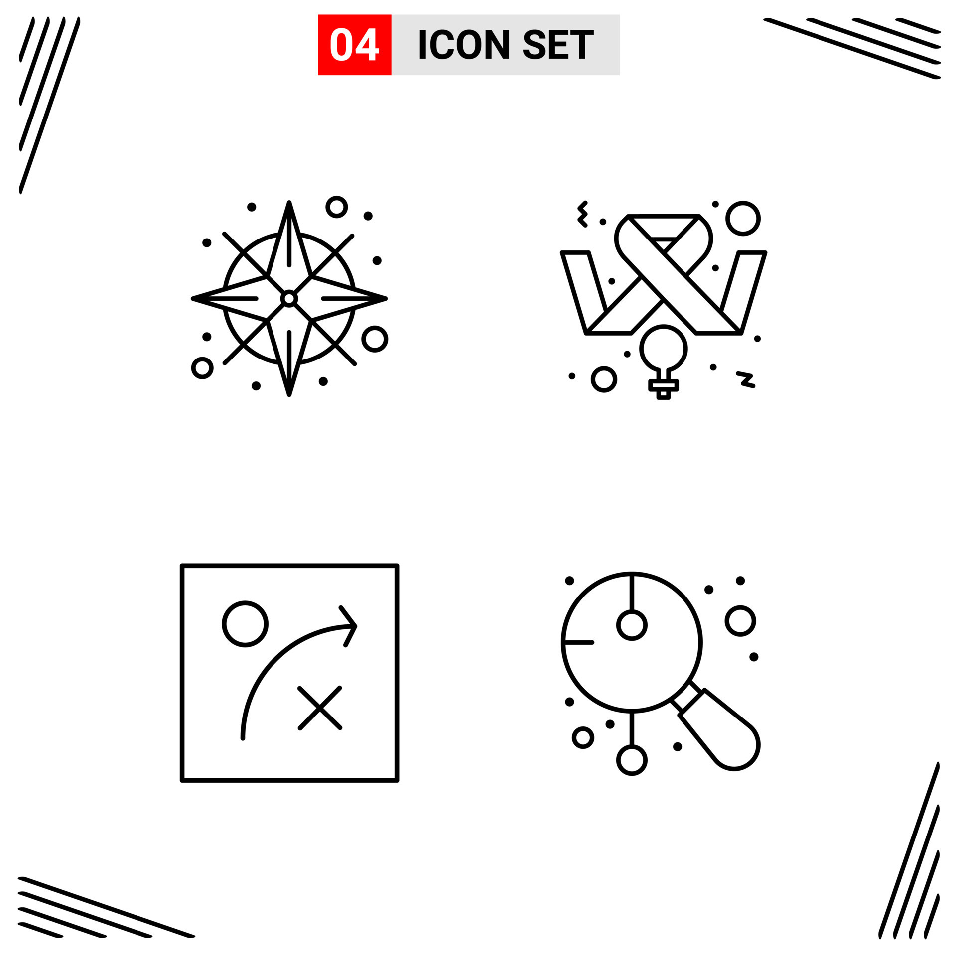 4 Icons Line Style Grid Based Creative Outline Symbols For Website Design Simple Line Icon Signs