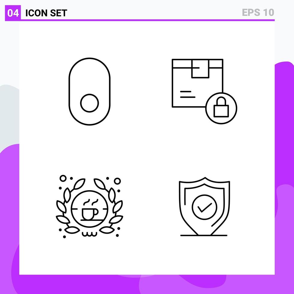 Set of 4 icons in Line style Creative Outline Symbols for Website ...