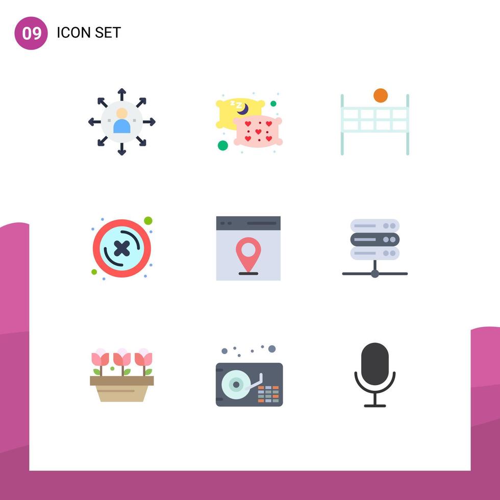 Mobile Interface Flat Color Set Of 9 Pictograms Of Map Communication