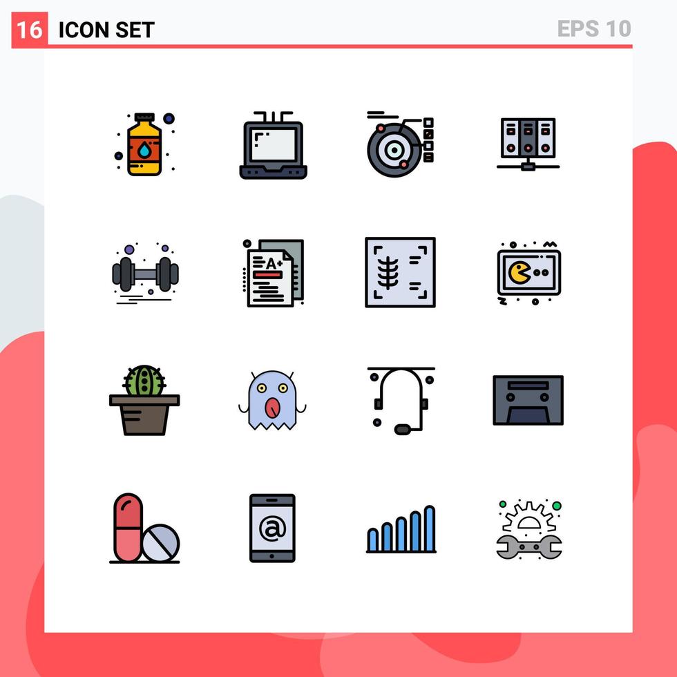Editable Vector Line Pack Of 16 Simple Flat Color Filled Lines Of Gym Database Model Server