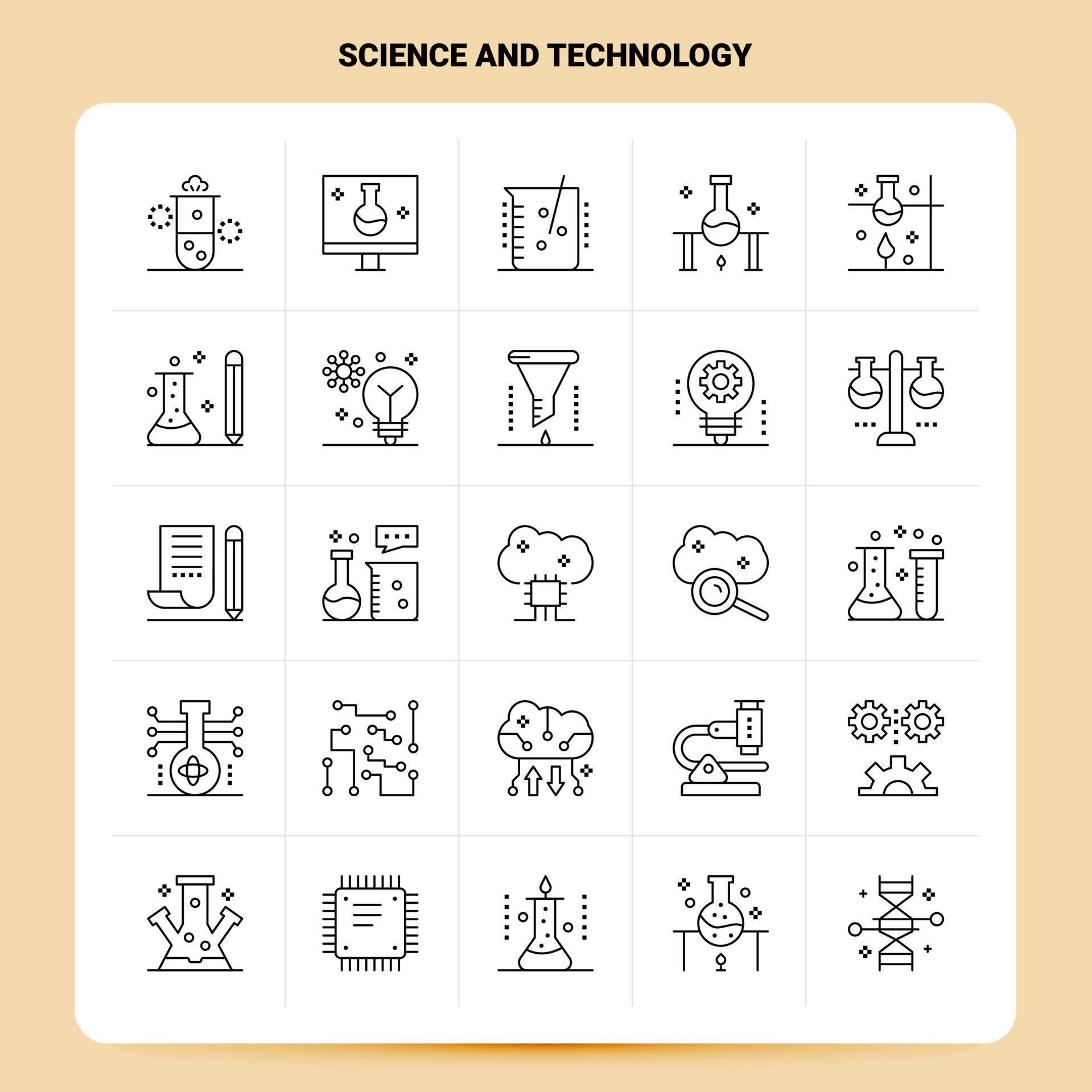 OutLine 25 Science And Technology Icon set Vector Line Style Design ...