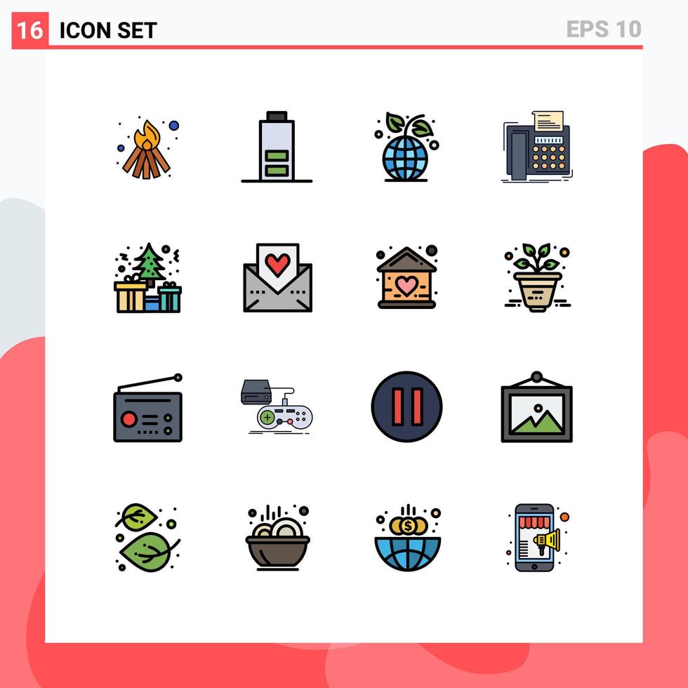 16 Thematic Vector Flat Color Filled Lines And Editable Symbols Of