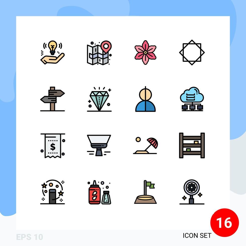 Editable Vector Line Pack Of 16 Simple Flat Color Filled Lines Of Direction Virus Plan Security