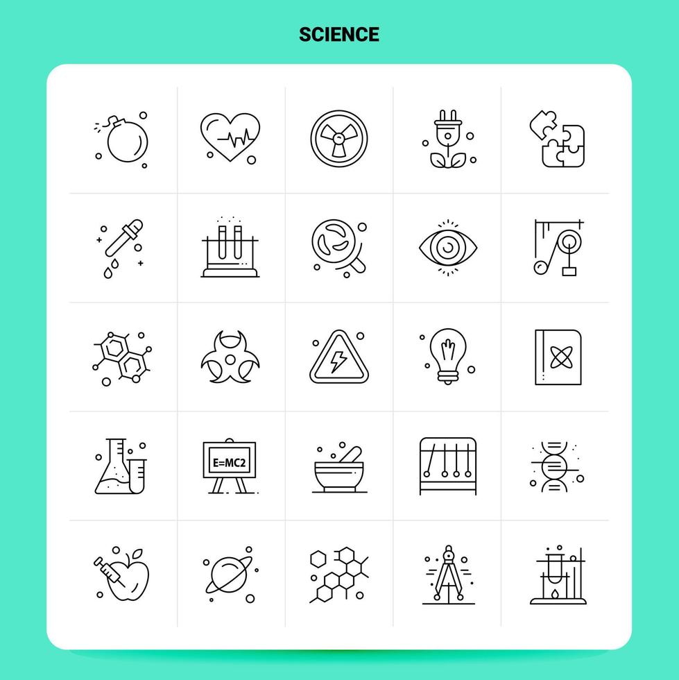 OutLine 25 Science Icon set Vector Line Style Design Black Icons Set ...