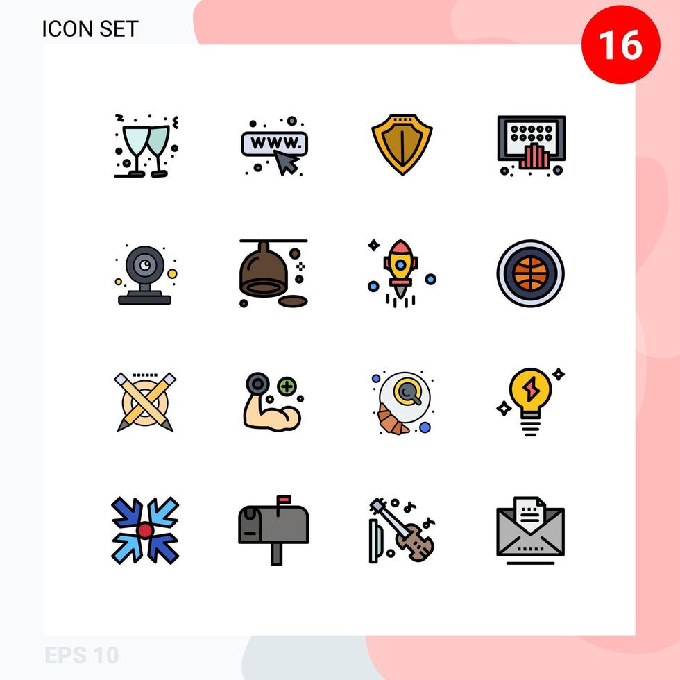 Editable Vector Line Pack of 16 Simple Flat Color Filled Lines of ...