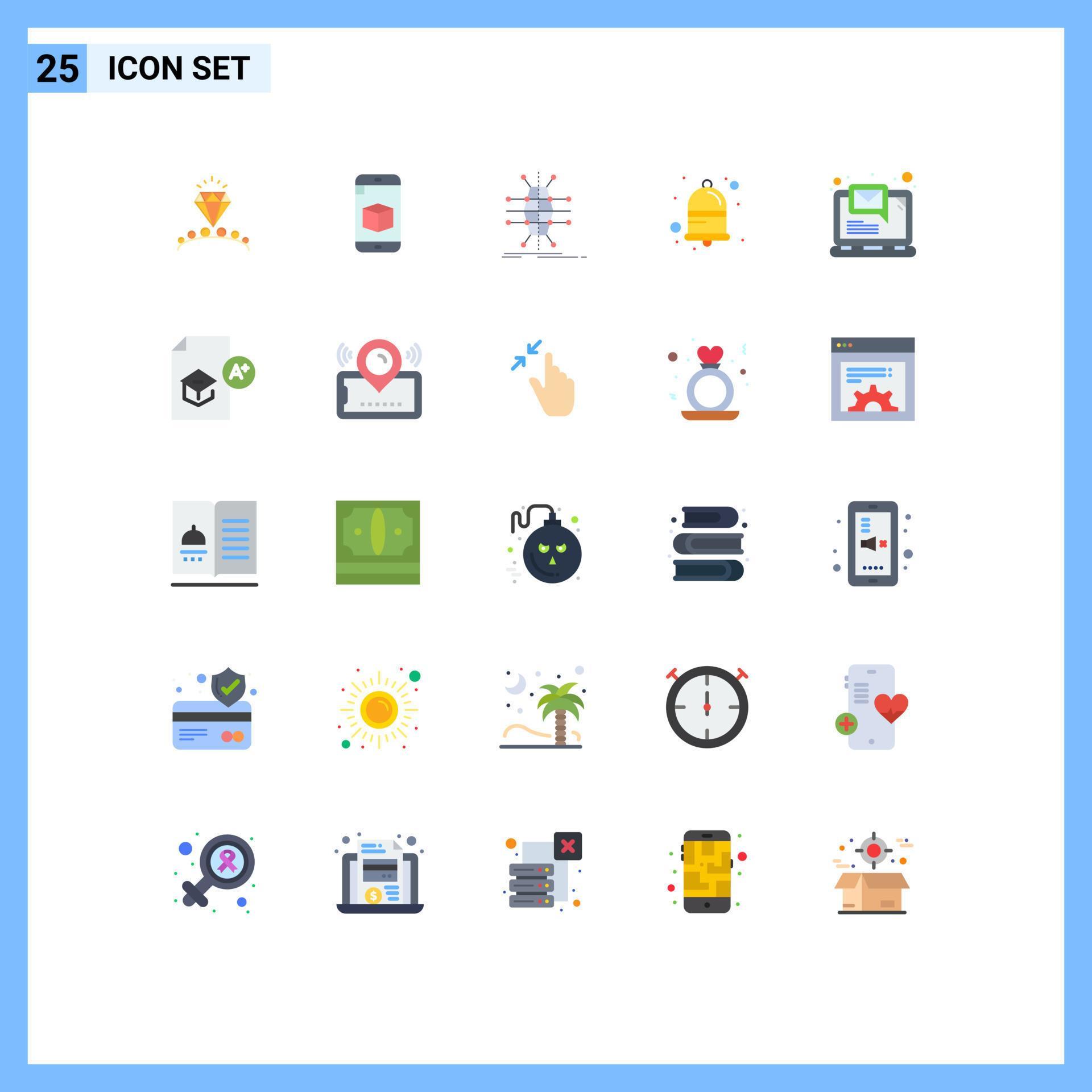 Set Of 25 Modern Ui Icons Symbols Signs For Computer Notify Distribution Notification Smart