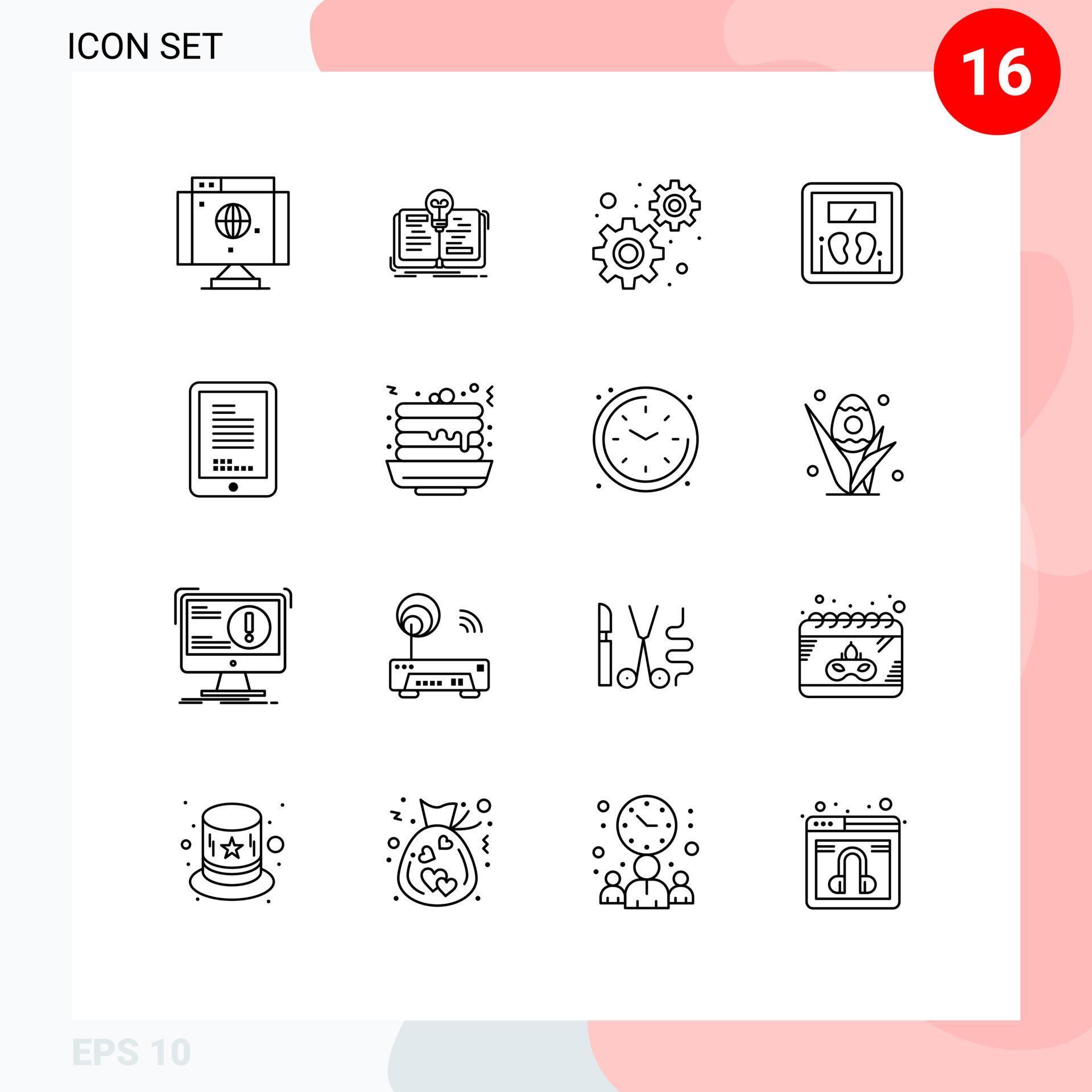 Set Of 16 Modern Ui Icons Symbols Signs For Hardware Mobile Development Machine Scale Editable
