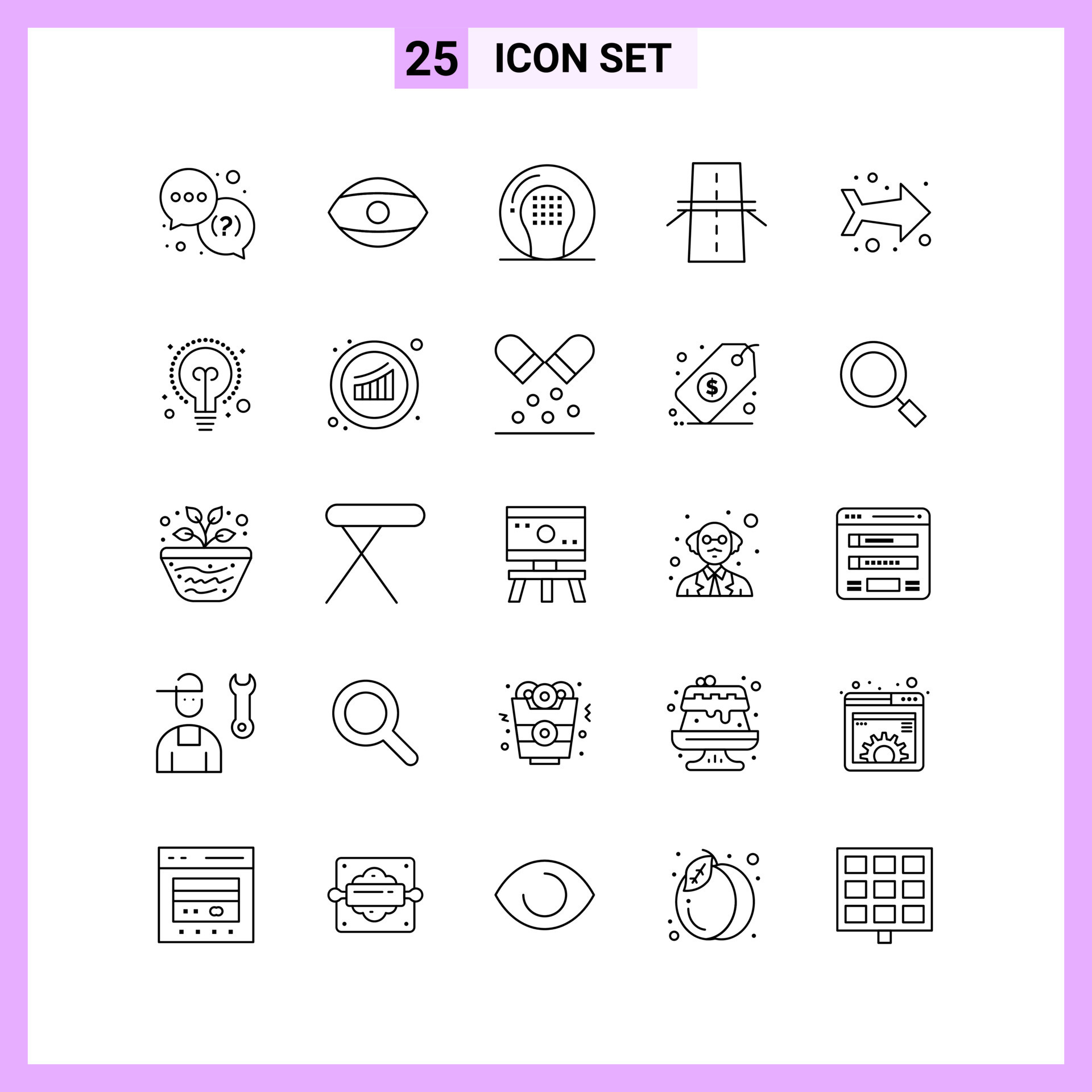25 iconos en estilo de línea símbolos de contorno sobre fondo blanco signos de vectores ...