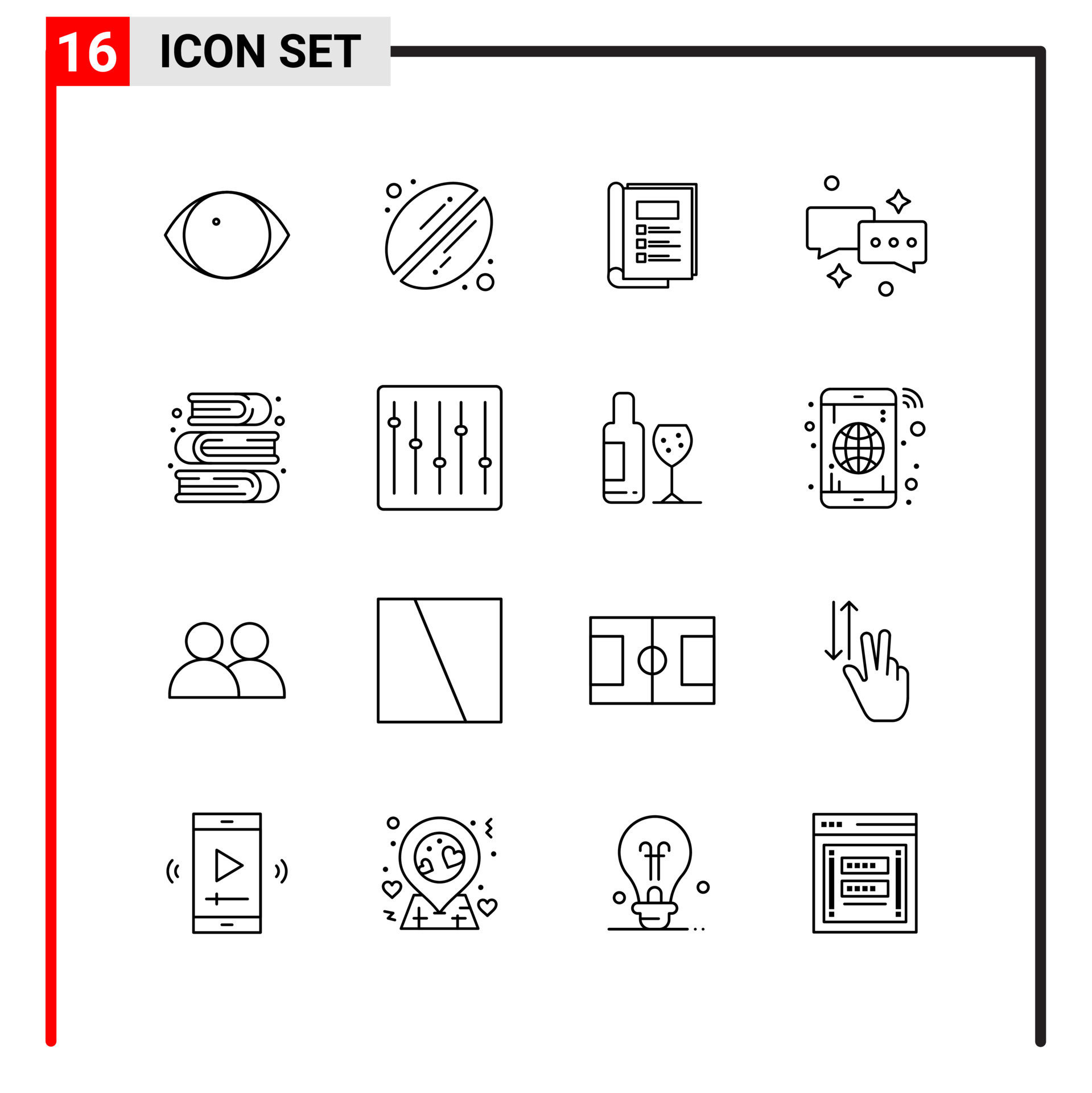 16 General Icons For Website Design Print And Mobile Apps 16 Outline Symbols Signs Isolated On
