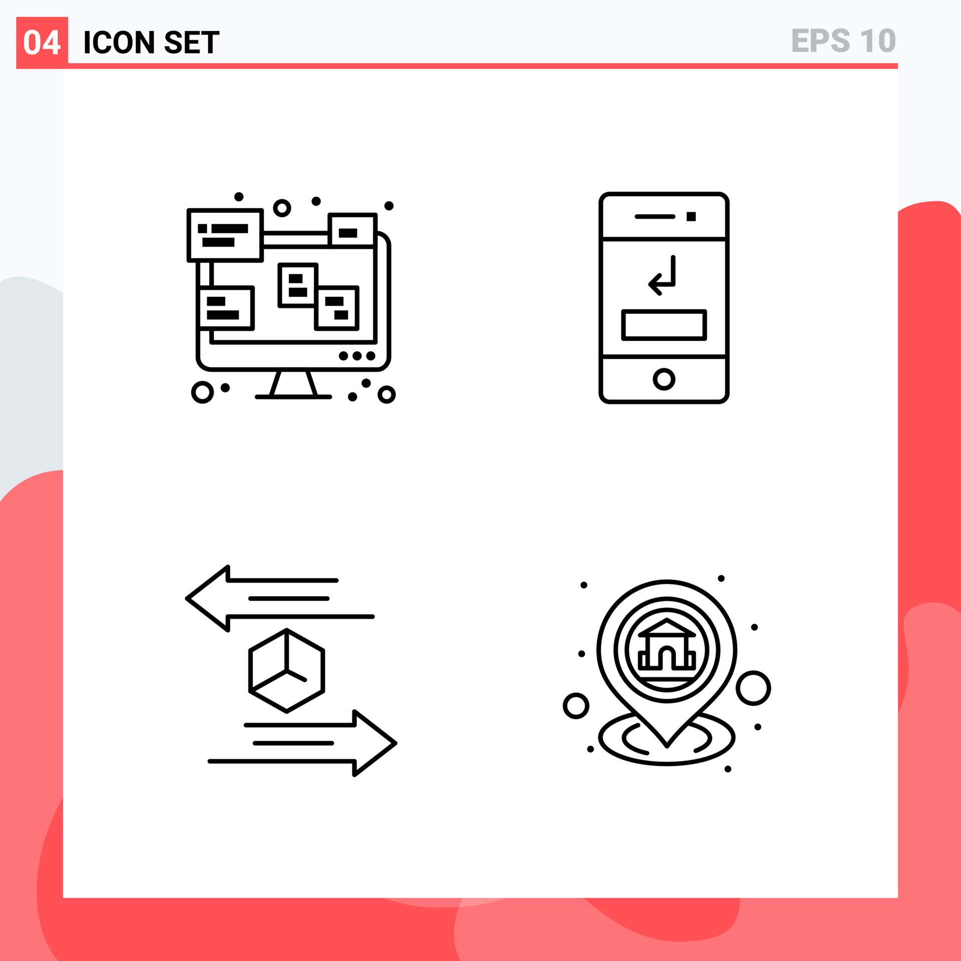 Collection Of 4 Vector Icons In Line Style Modern Outline Symbols For Web And Mobile Line Icon