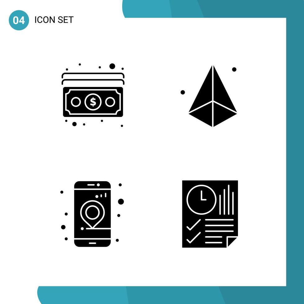 Vector Pack of 4 Glyph Symbols Solid Style Icon Set on White Background ...