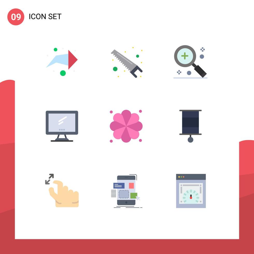 Mobile Interface Flat Color Set Of 9 Pictograms Of Plumeria Imac Find Device Computer Editable