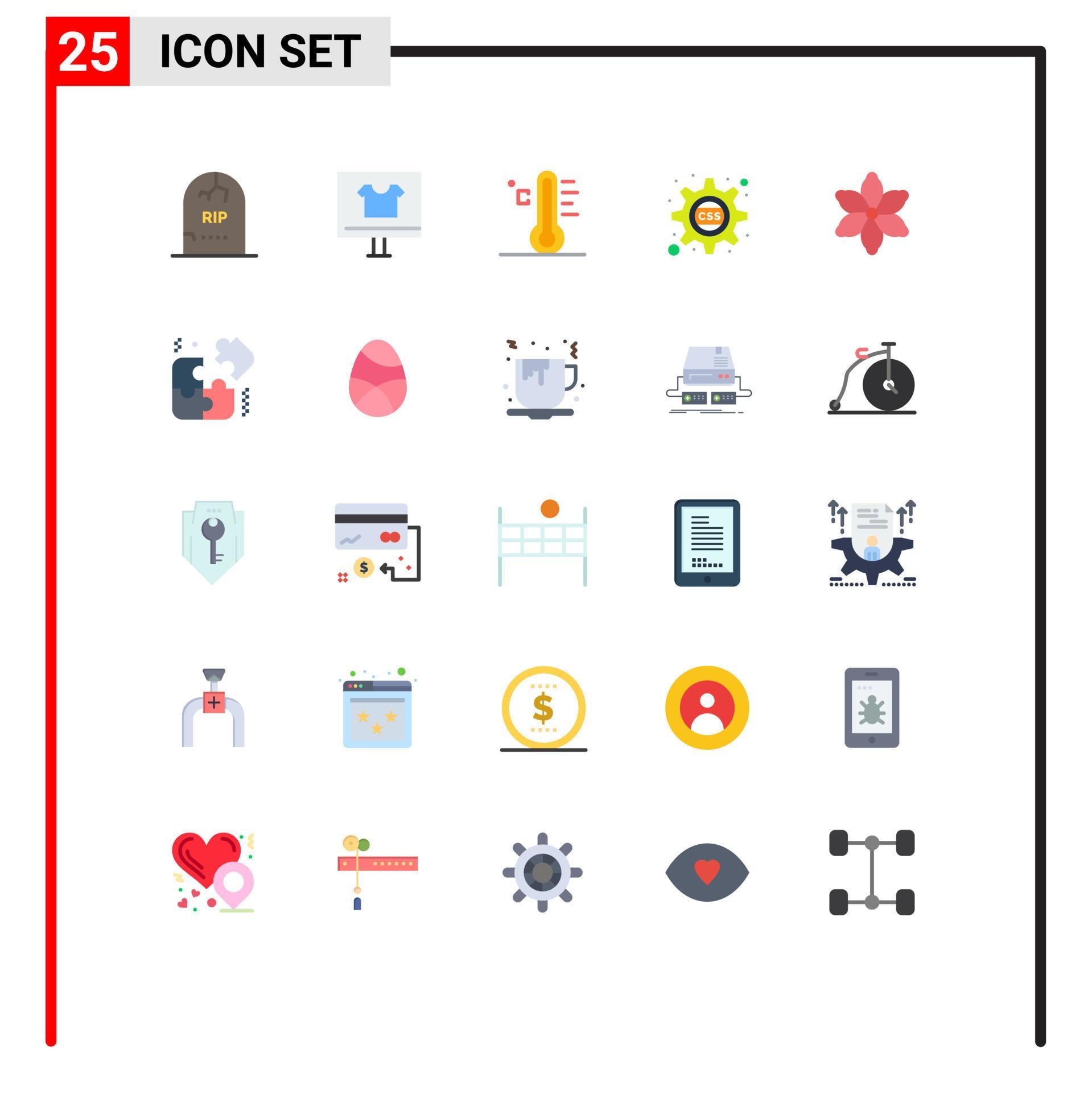 Pictogram Set Of 25 Simple Flat Colors Of Css Cascading Commerce Temperature Rainy Editable