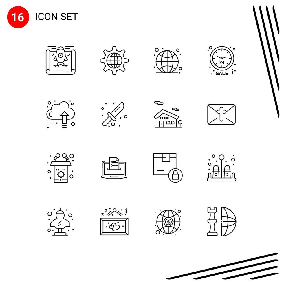 Stock Vector Icon Pack of 16 Line Signs and Symbols for business ...