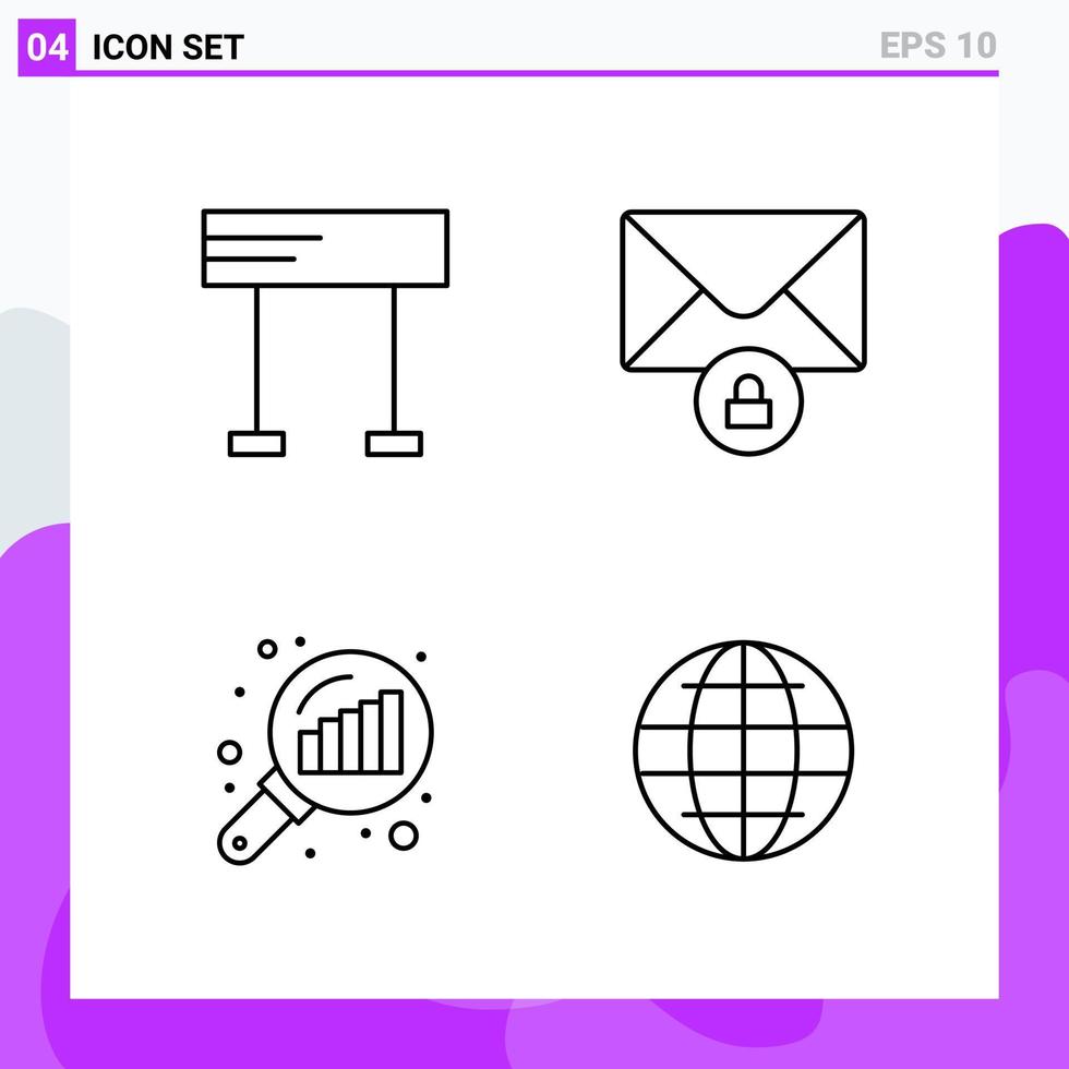 Set of 4 icons in Line style Creative Outline Symbols for Website ...