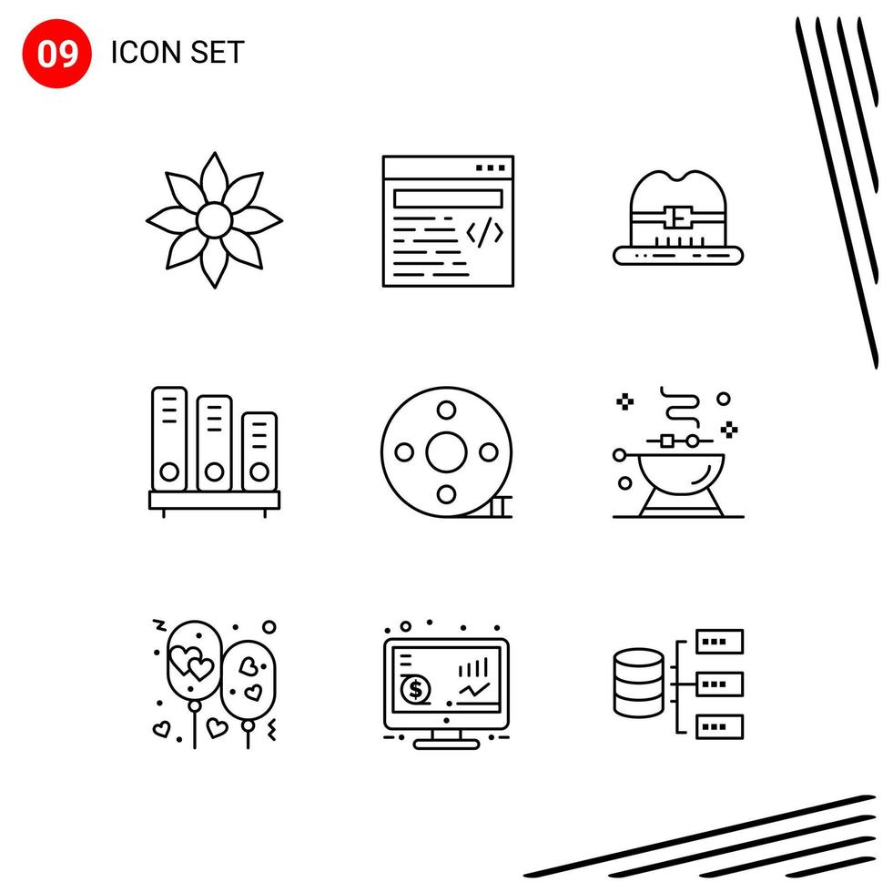 Collection of 9 Vector Icons in Line style Pixle Perfect Outline ...