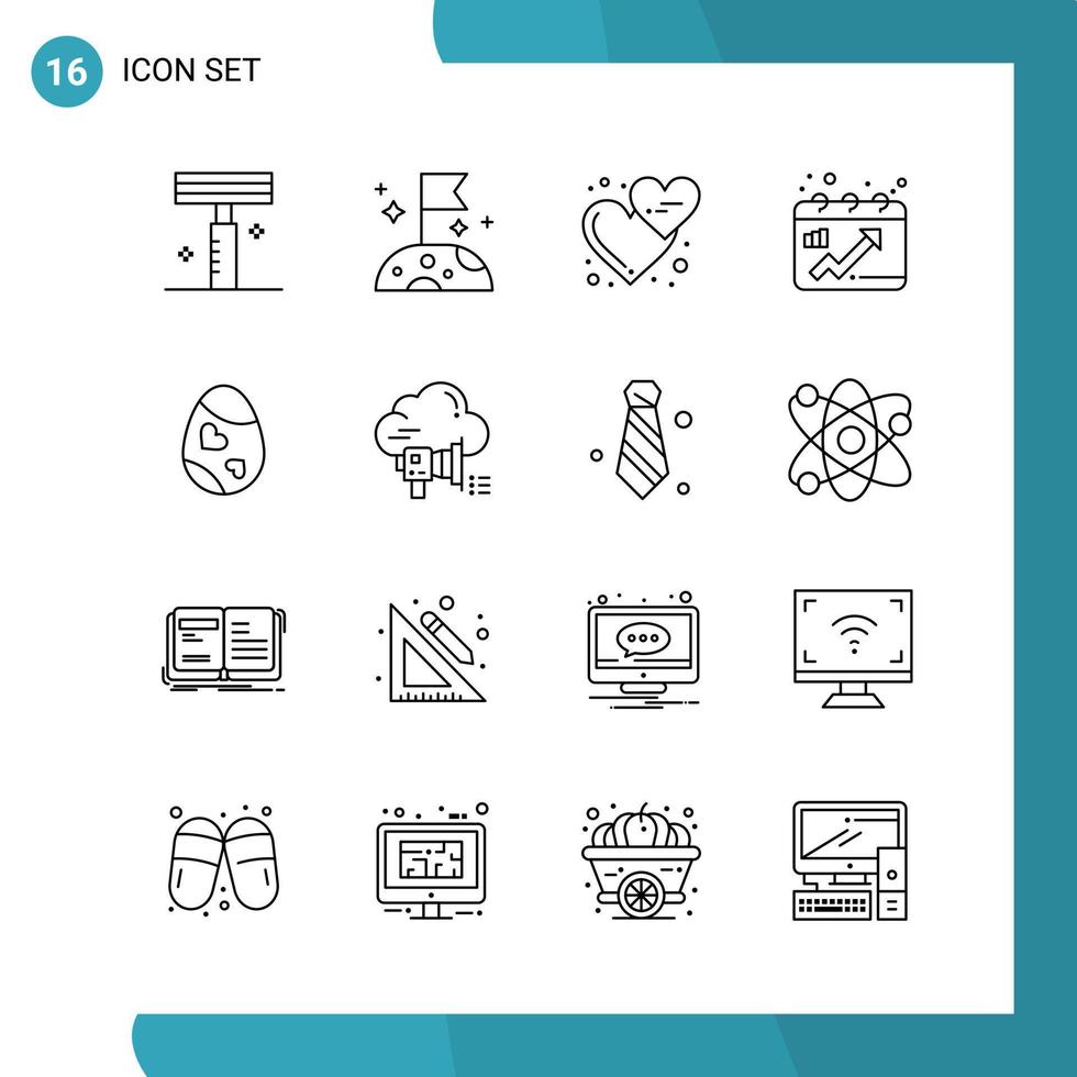 Vector Pack Of 16 Outline Symbols Line Style Icon Set On White Background For Web And Mobile