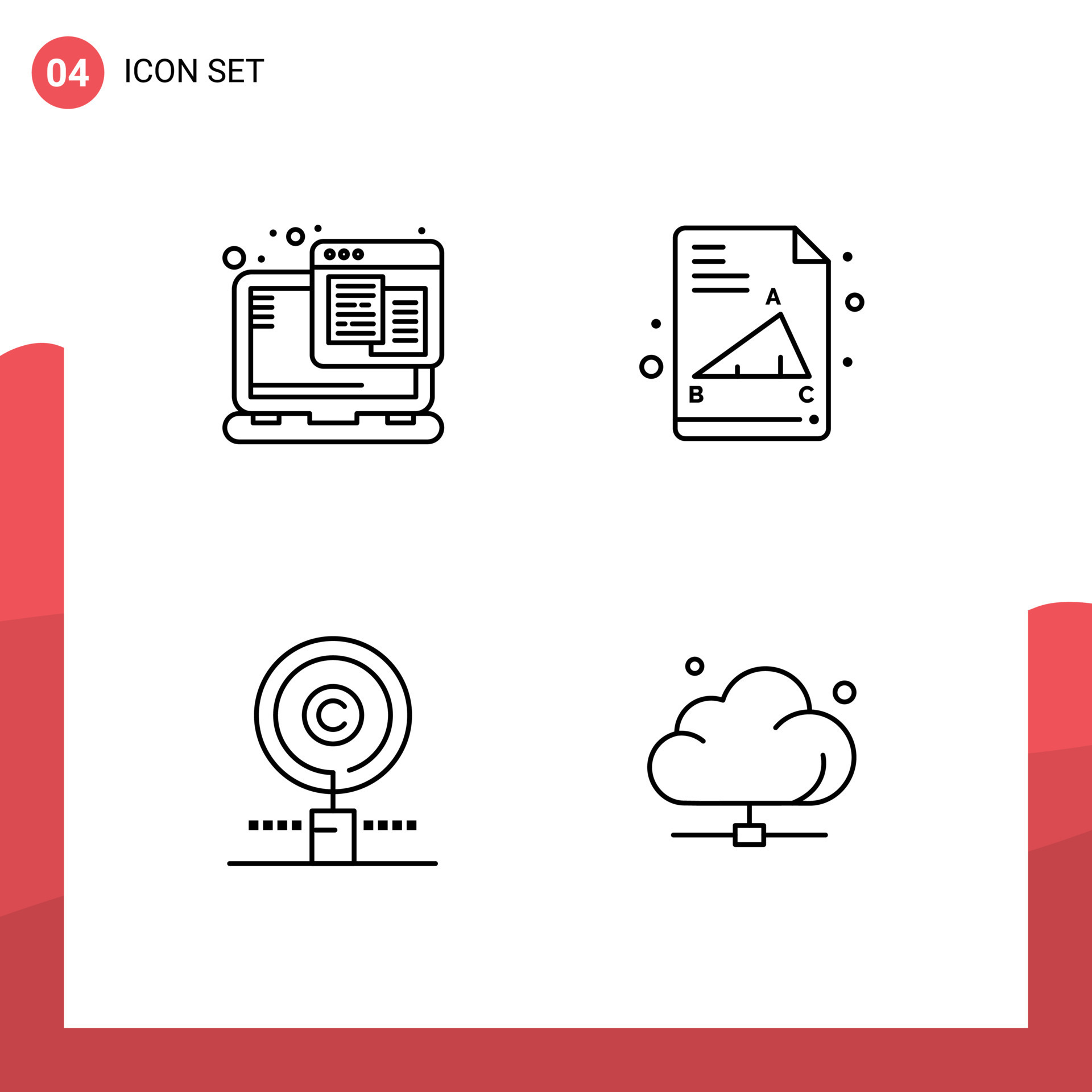 Set of 4 Modern UI Icons Symbols Signs for technology find web exam ... Set of 4 Modern UI Icons Symbols Signs for technology find web exam ...