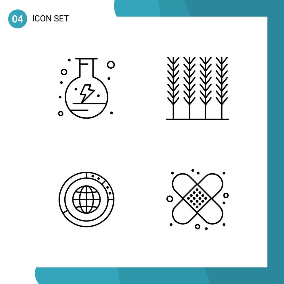 Vector Pack of 4 Outline Symbols Line Style Icon Set on White ...