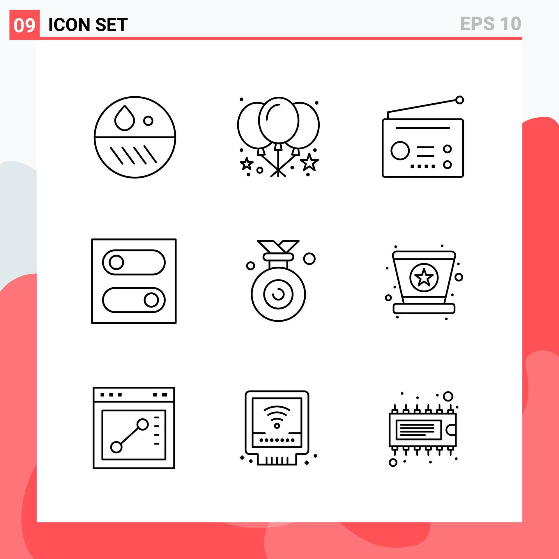 Collection Of 9 Vector Icons In Line Style Modern Outline Symbols For Web And Mobile Line Icon