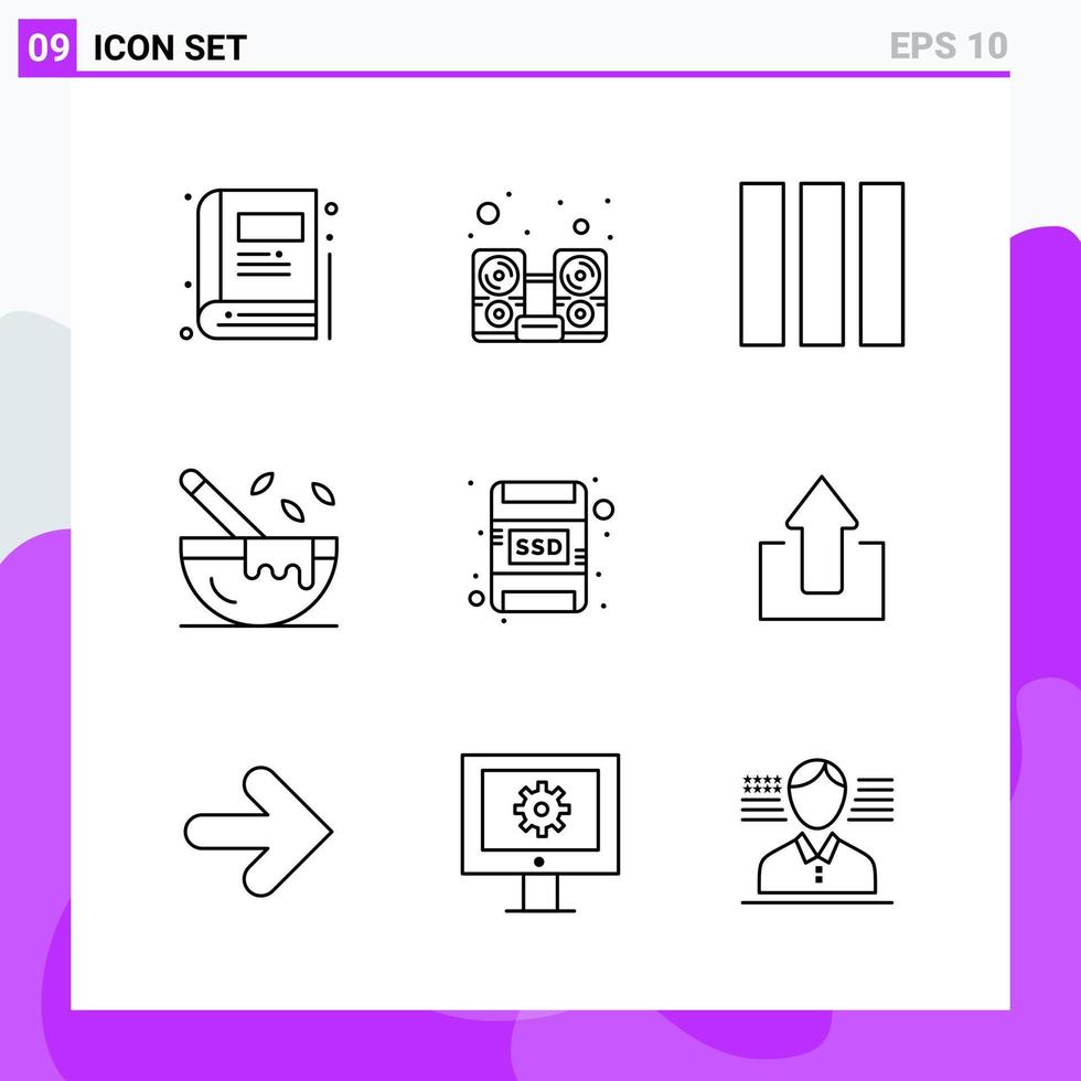Set of 9 icons in Line style Creative Outline Symbols for Website ...