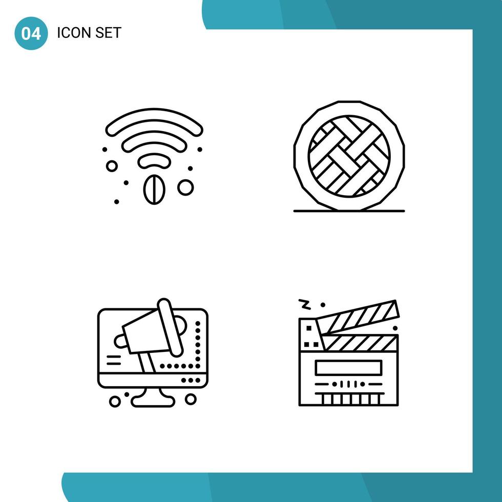 Vector Pack of 4 Outline Symbols Line Style Icon Set on White ...
