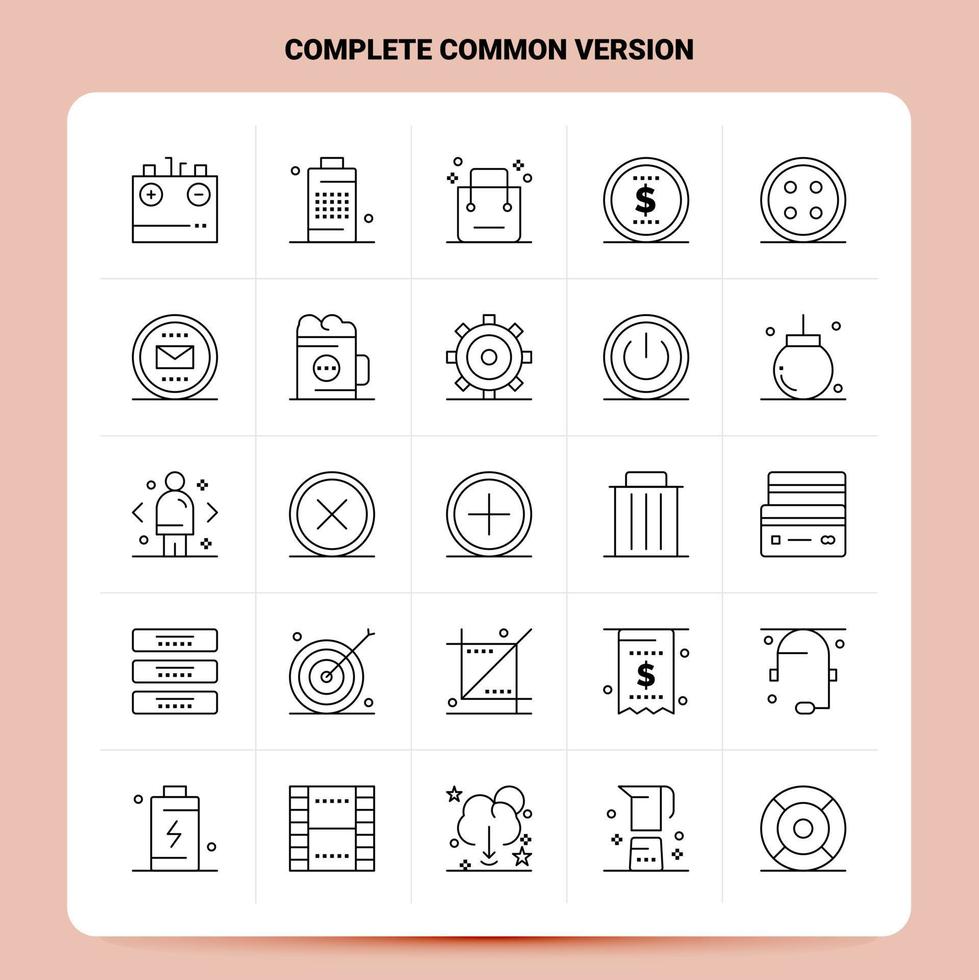 OutLine 25 Complete Common Version Icon set Vector Line Style Design ...