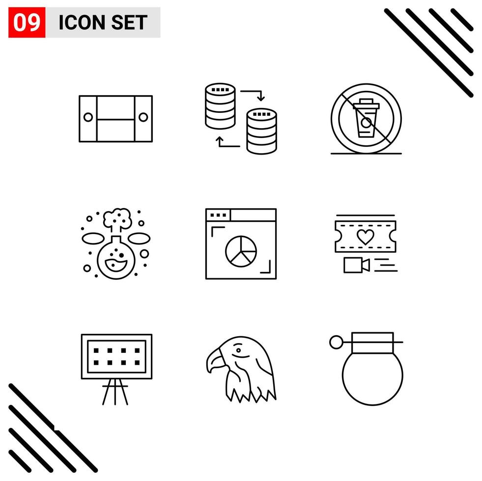 Pixle Perfect Set of 9 Line Icons Outline Icon Set for Webite Designing ...