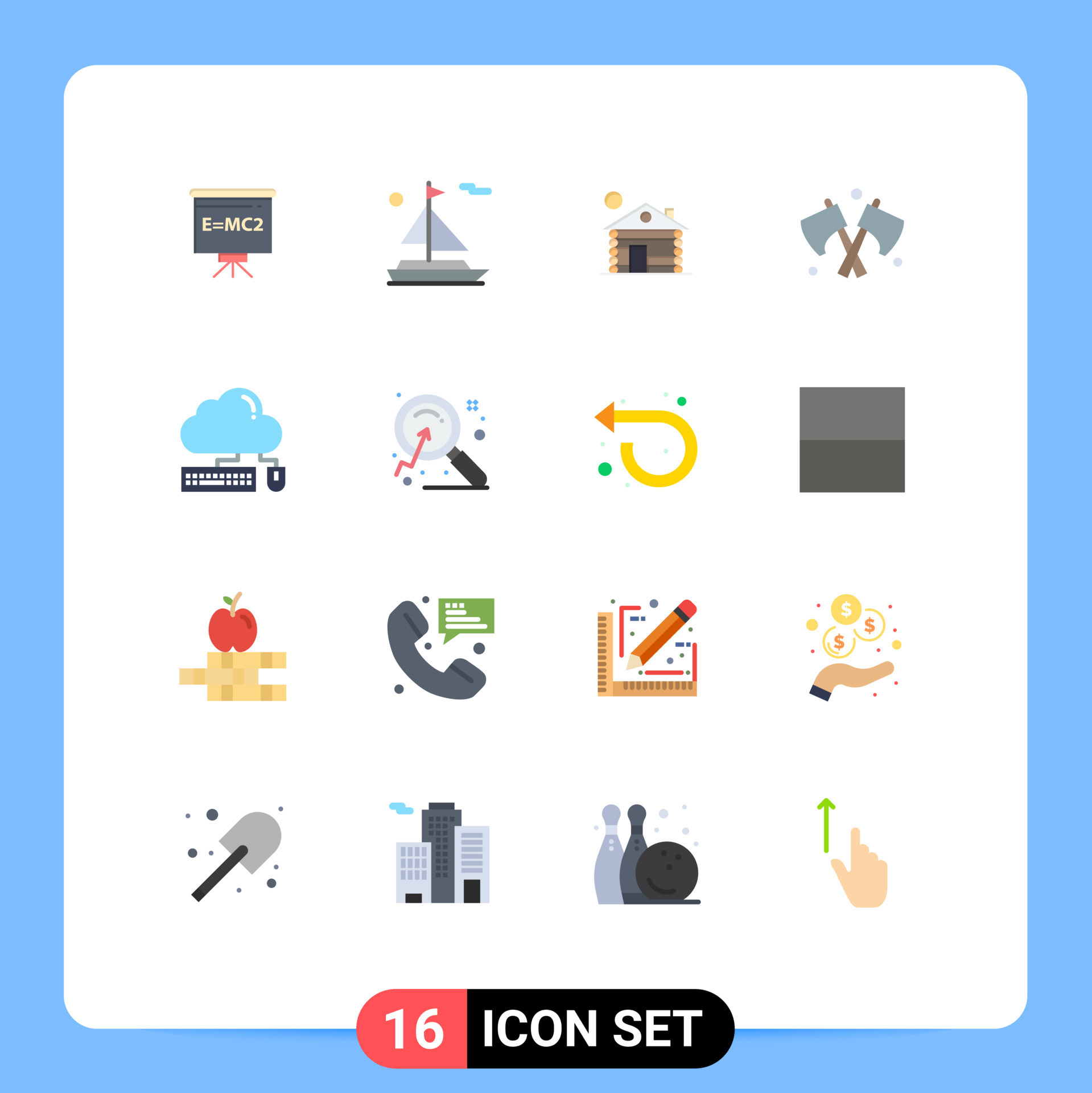 16 Universal Flat Colors Set For Web And Mobile Applications Cloud Keyboard Building Computing