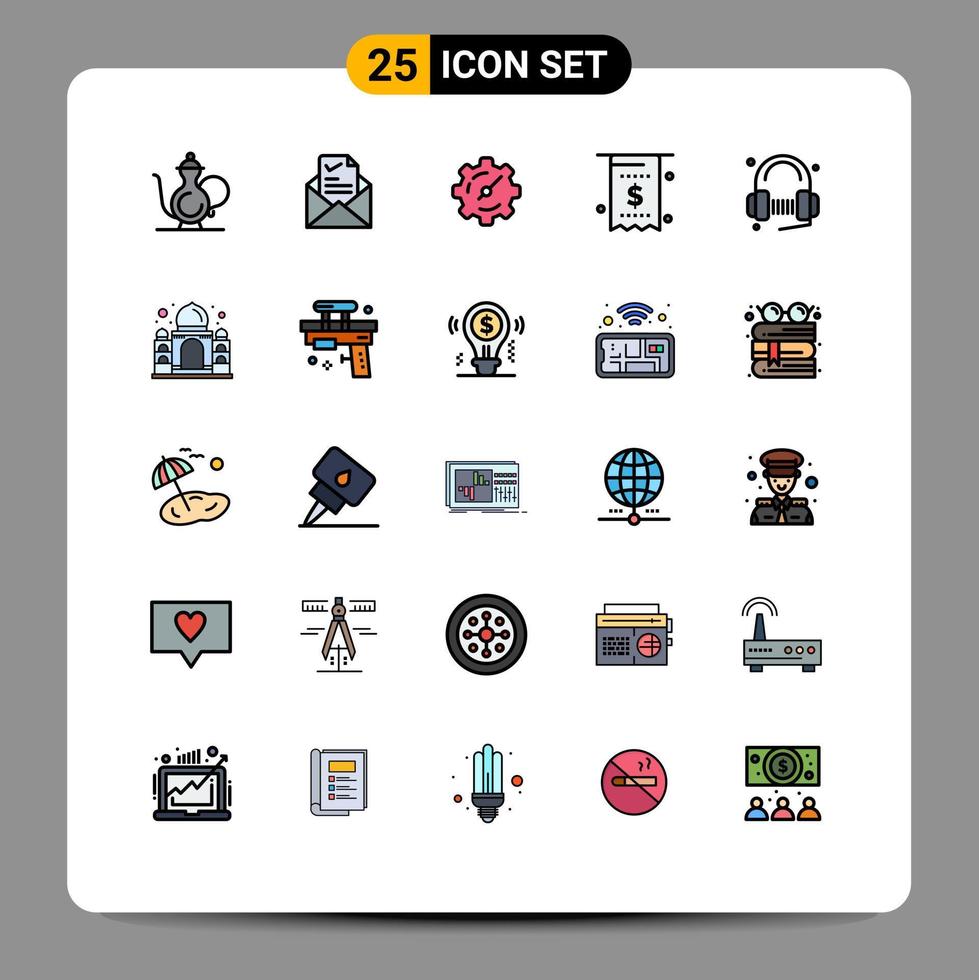 Set of 25 Modern UI Icons Symbols Signs for payment invoice tick currency timer Editable Vector ...