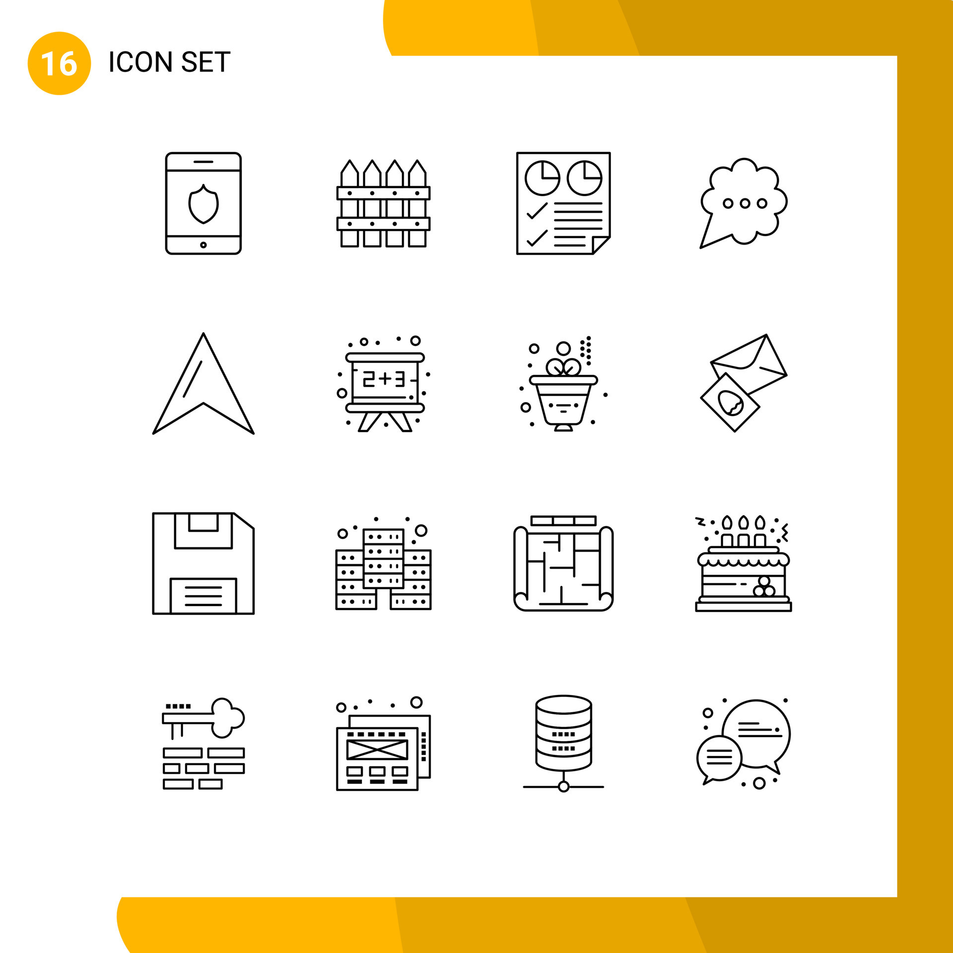 Pack Of 16 Creative Outlines Of Pointer Location Document Comment Bubble Editable Vector Design