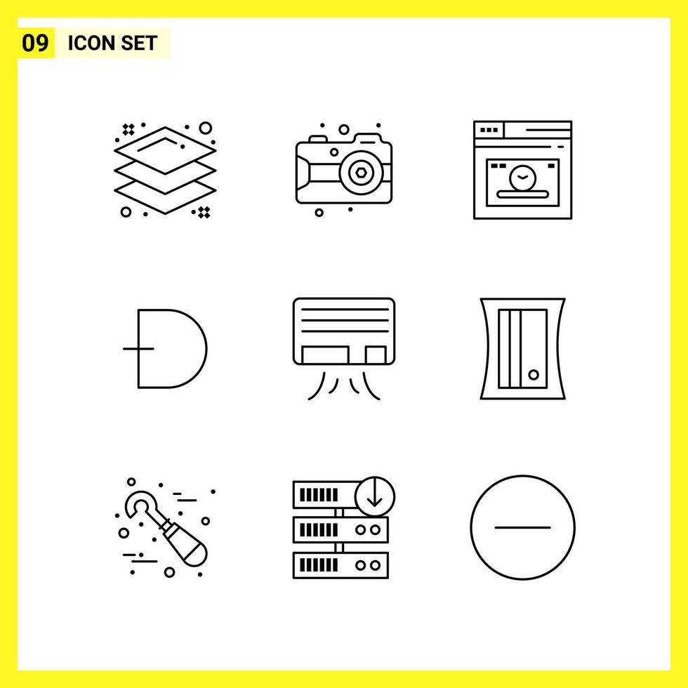 9 Icon Set Simple Line Symbols Outline Sign on White Background for ...