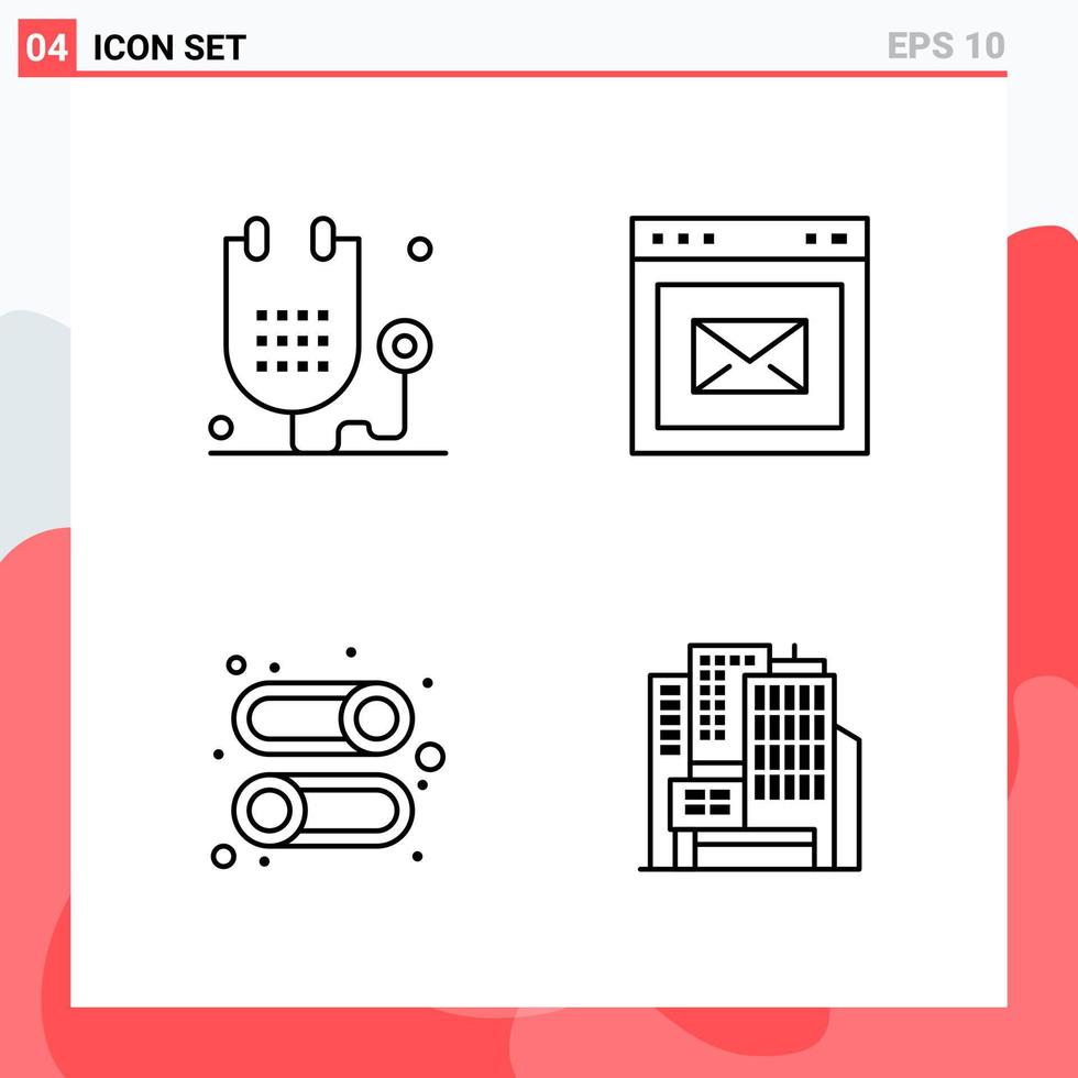 Collection Of 4 Vector Icons In Line Style Modern Outline Symbols For Web And Mobile Line Icon