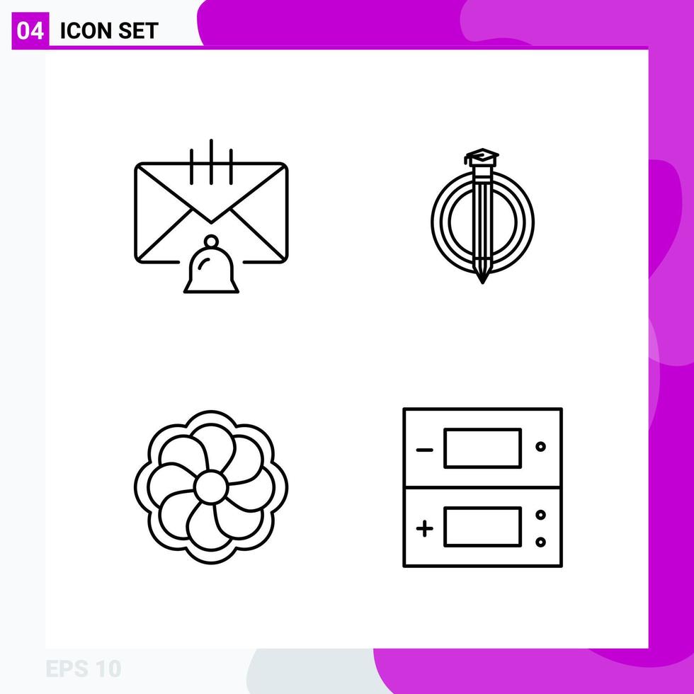 Line Icon set Pack of 4 Outline Icons isolated on White Background for ...