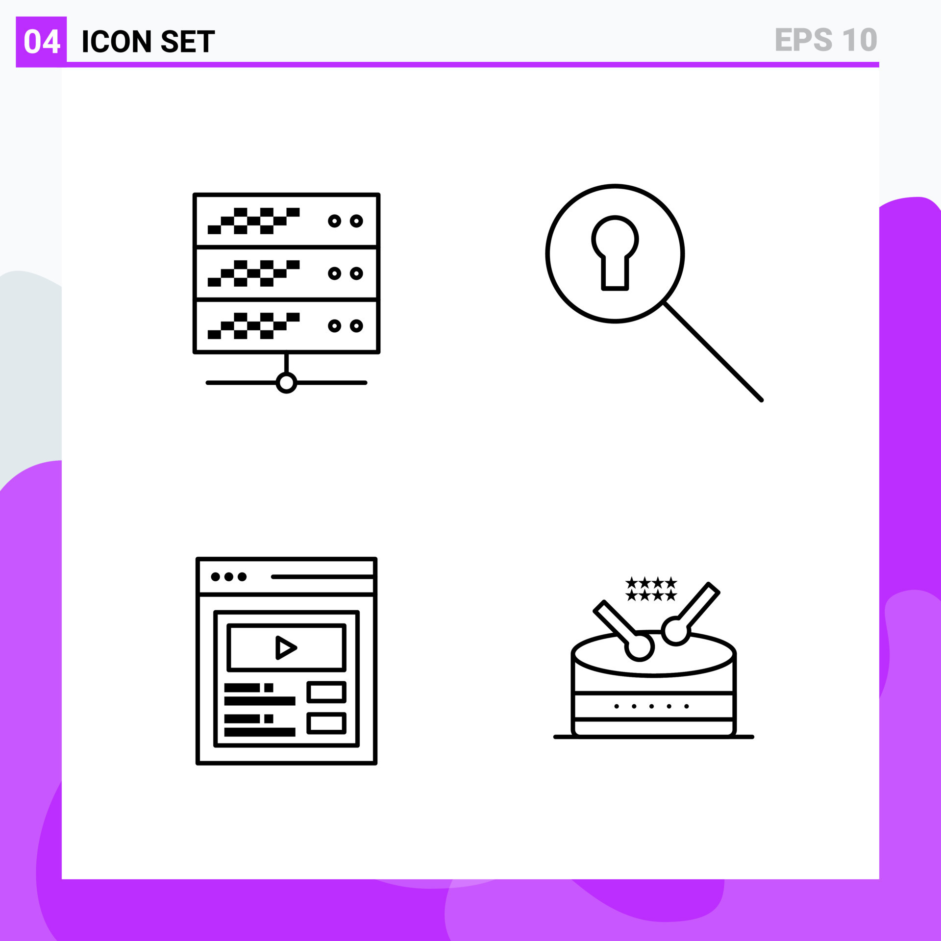 Set of 4 icons in Line style Creative Outline Symbols for Website ...