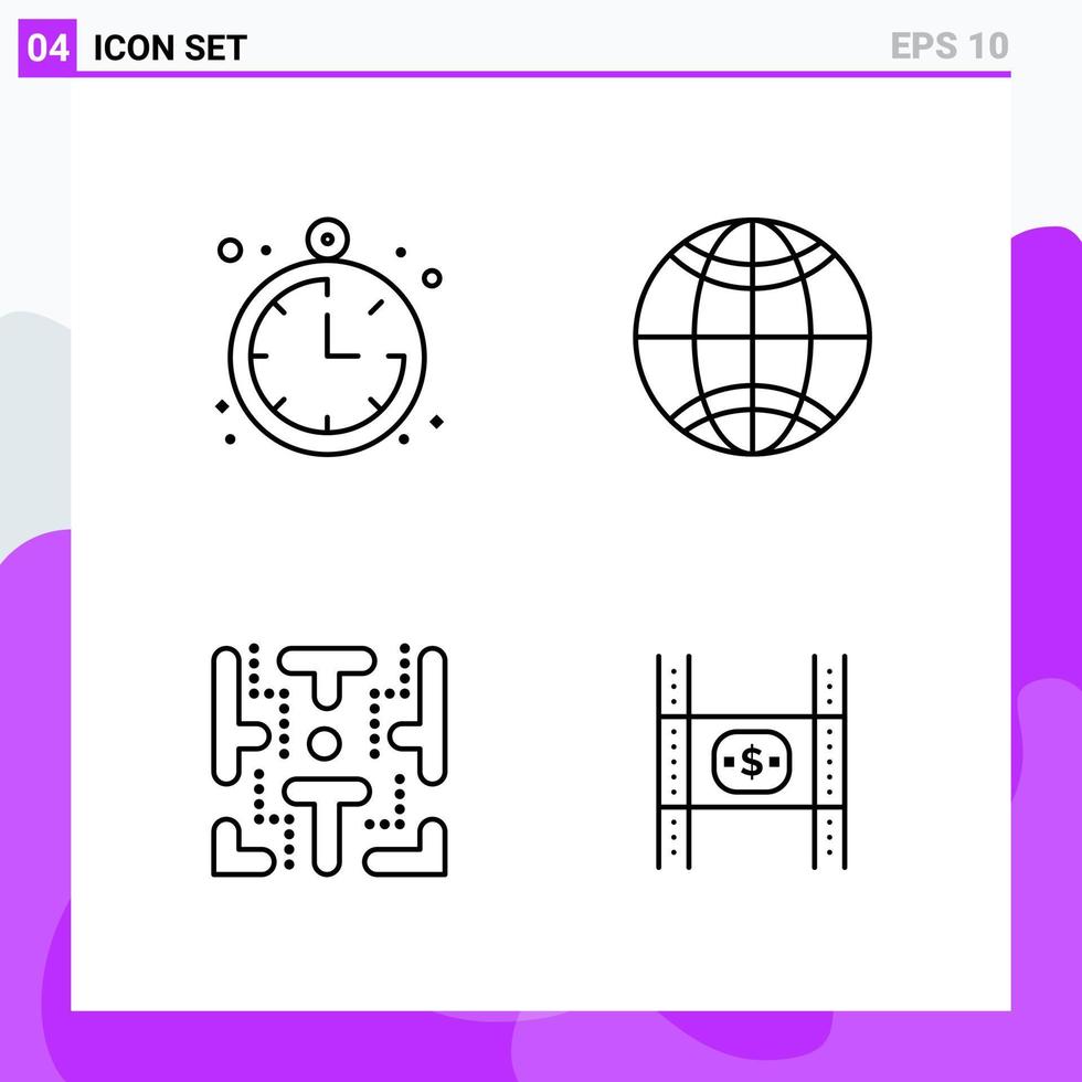 Set of 4 icons in Line style Creative Outline Symbols for Website ...