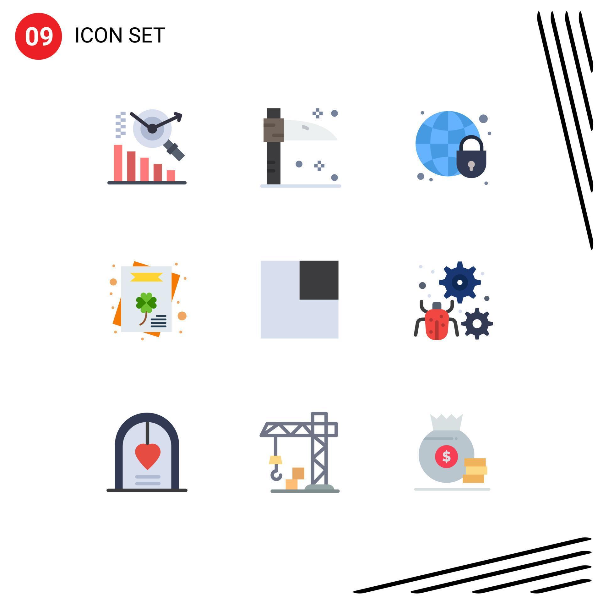 9 User Interface Flat Color Pack Of Modern Signs And Symbols Of Antivirus View Globe Lock Layout