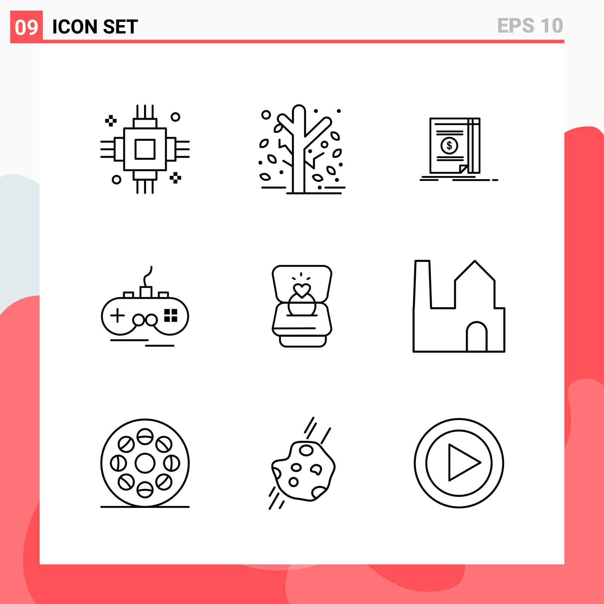 Collection Of 9 Vector Icons In Line Style Modern Outline Symbols For Web And Mobile Line Icon